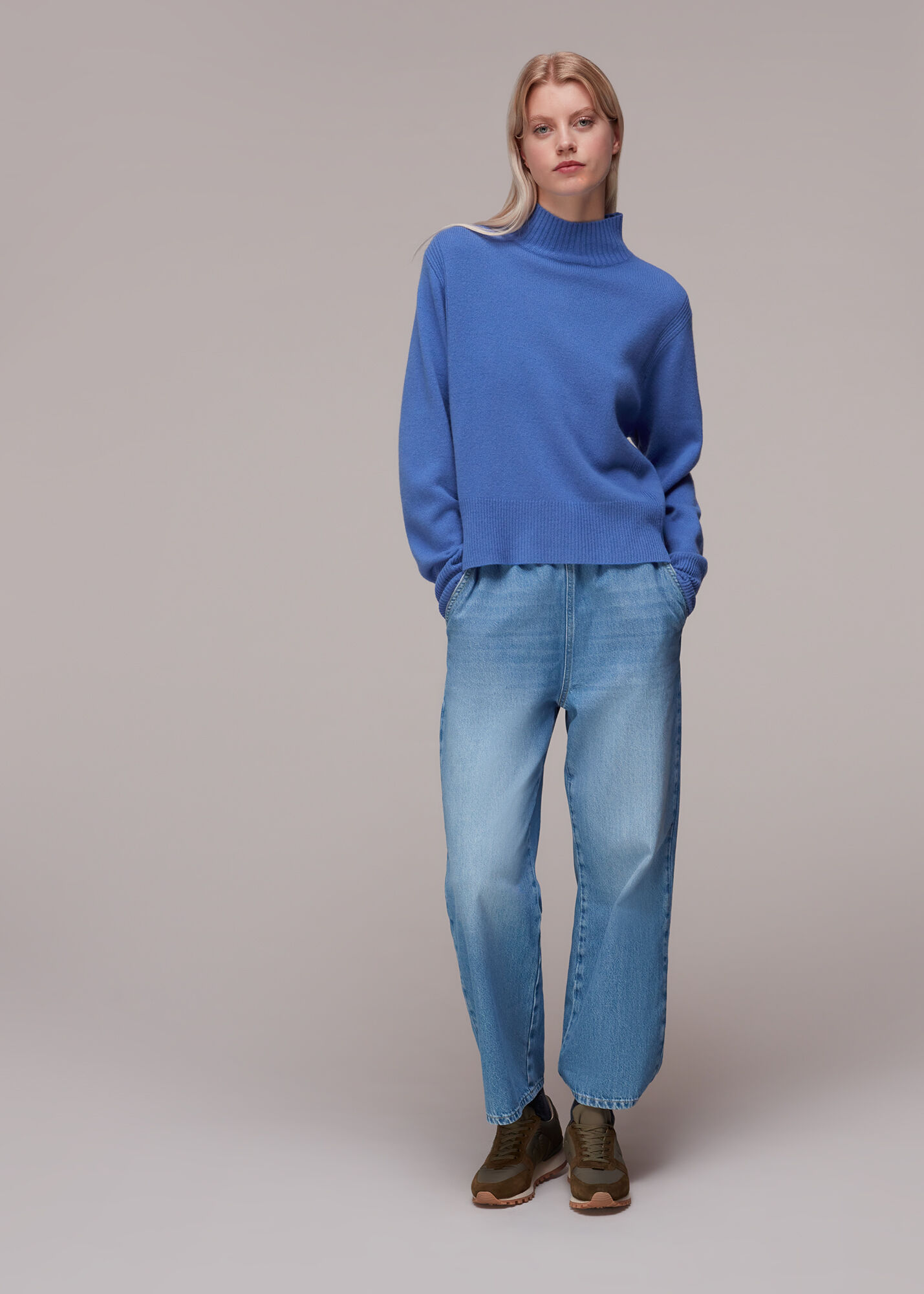 Blue Ferne Wool Funnel Neck Jumper | WHISTLES | Whistles UK