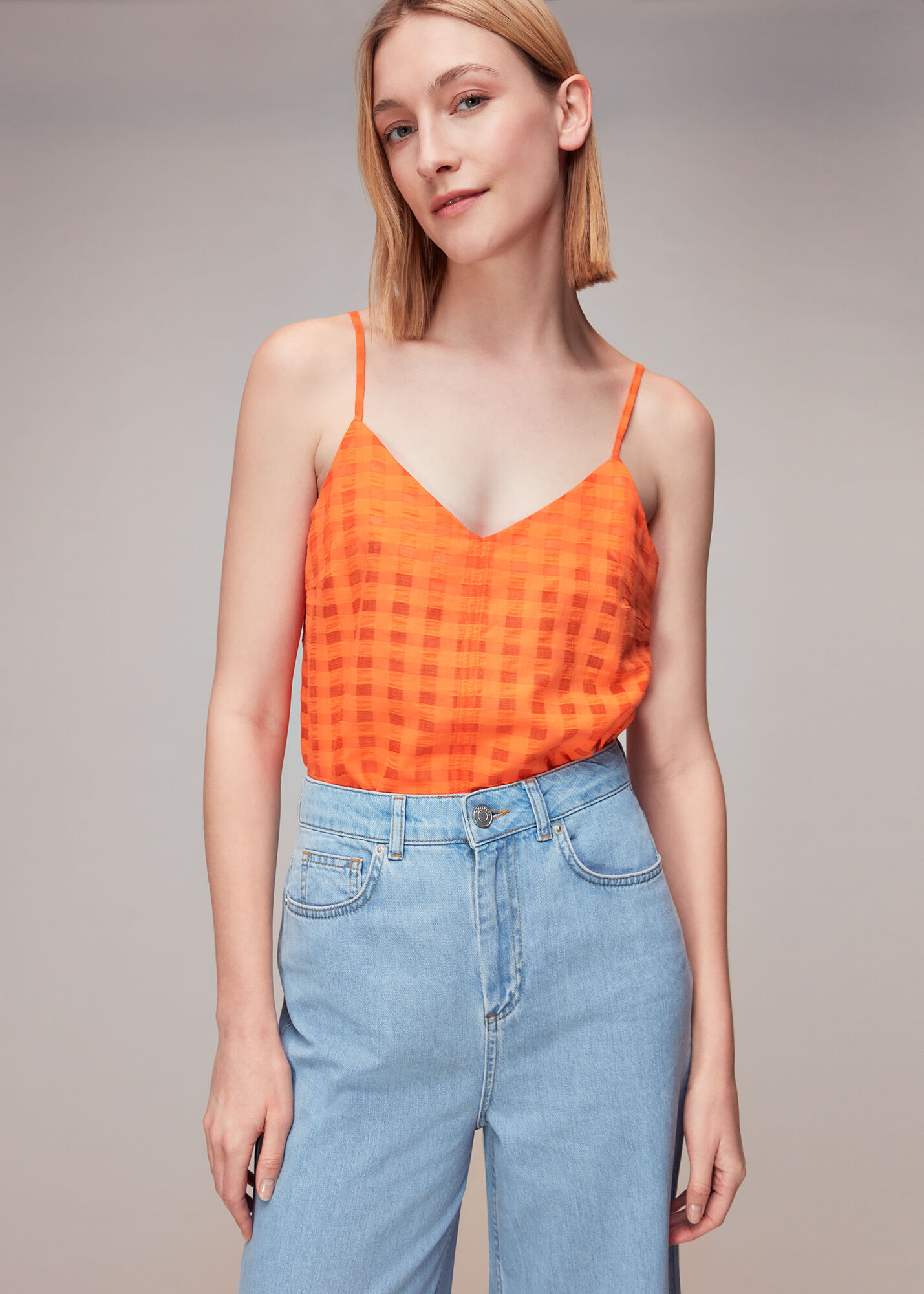 Red Seersucker Cami Top | WHISTLES | Whistles UK