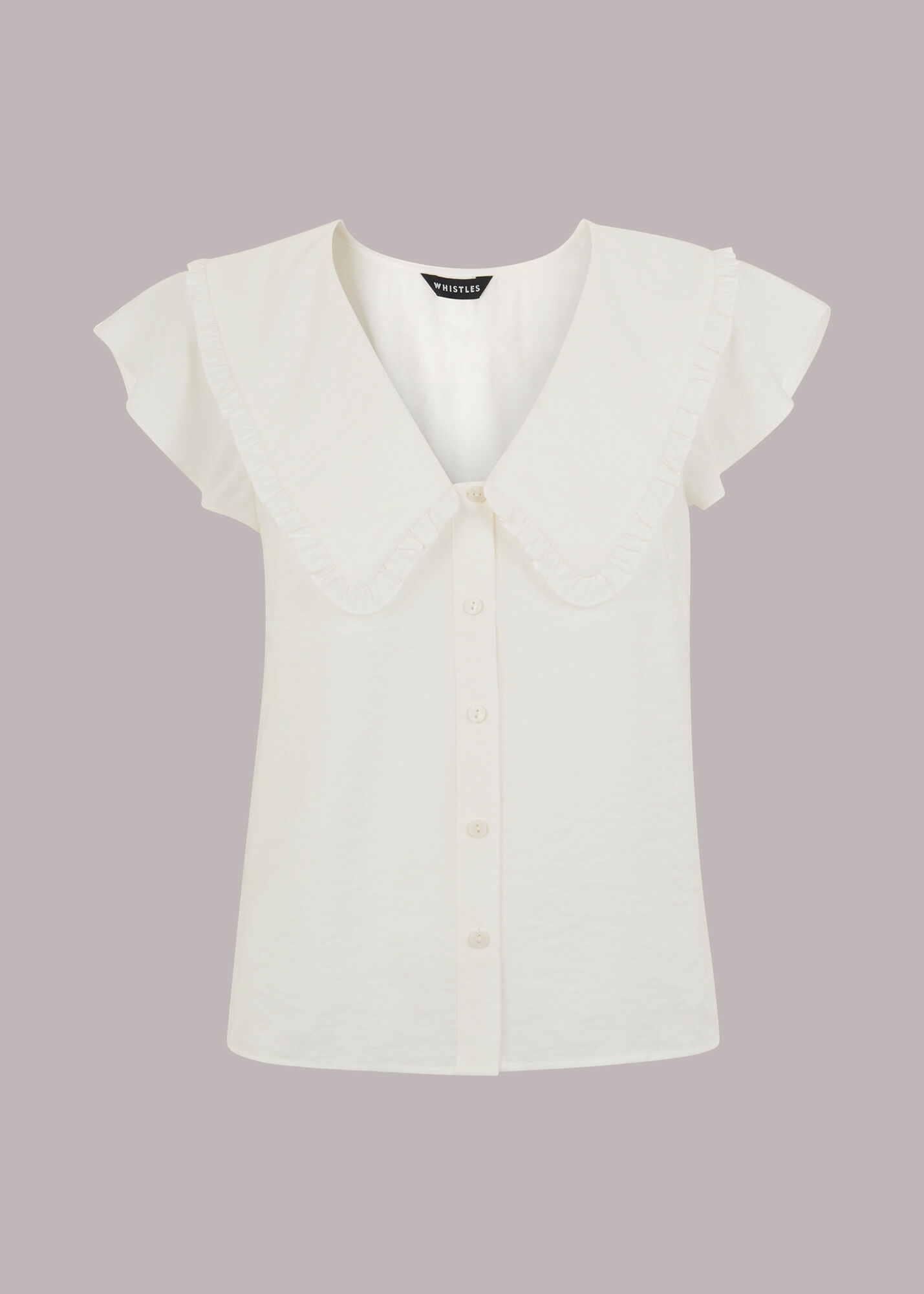 White Short Sleeve Top With Lace Trimmed Collar | Whistles | Whistles UK