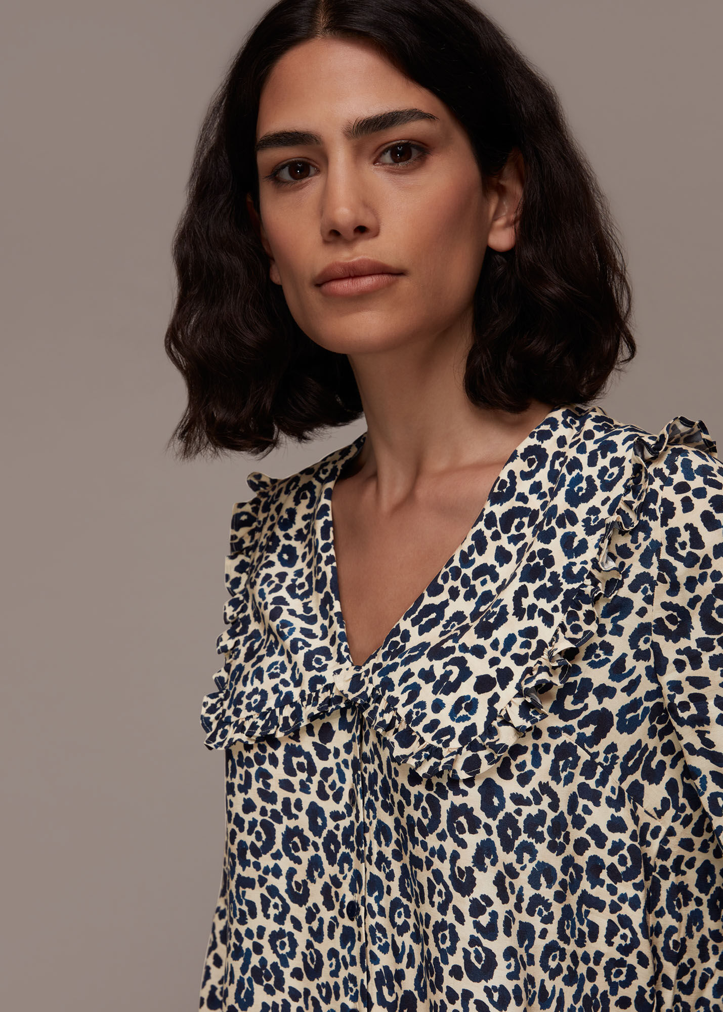 Leopard Print Cheetah Print Collar Top | WHISTLES | Whistles UK
