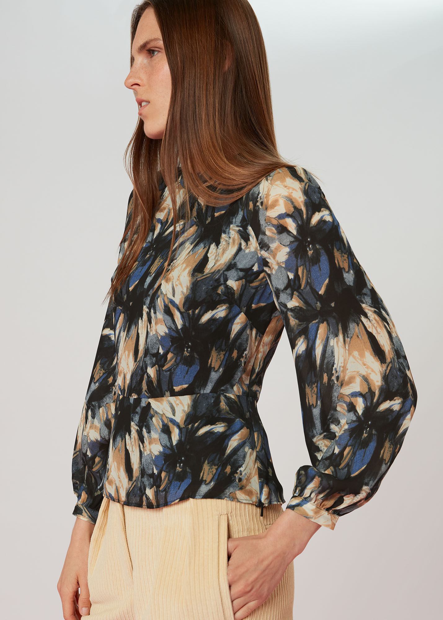 Multicolour Storm Floral Silk Blouse | WHISTLES | Whistles UK