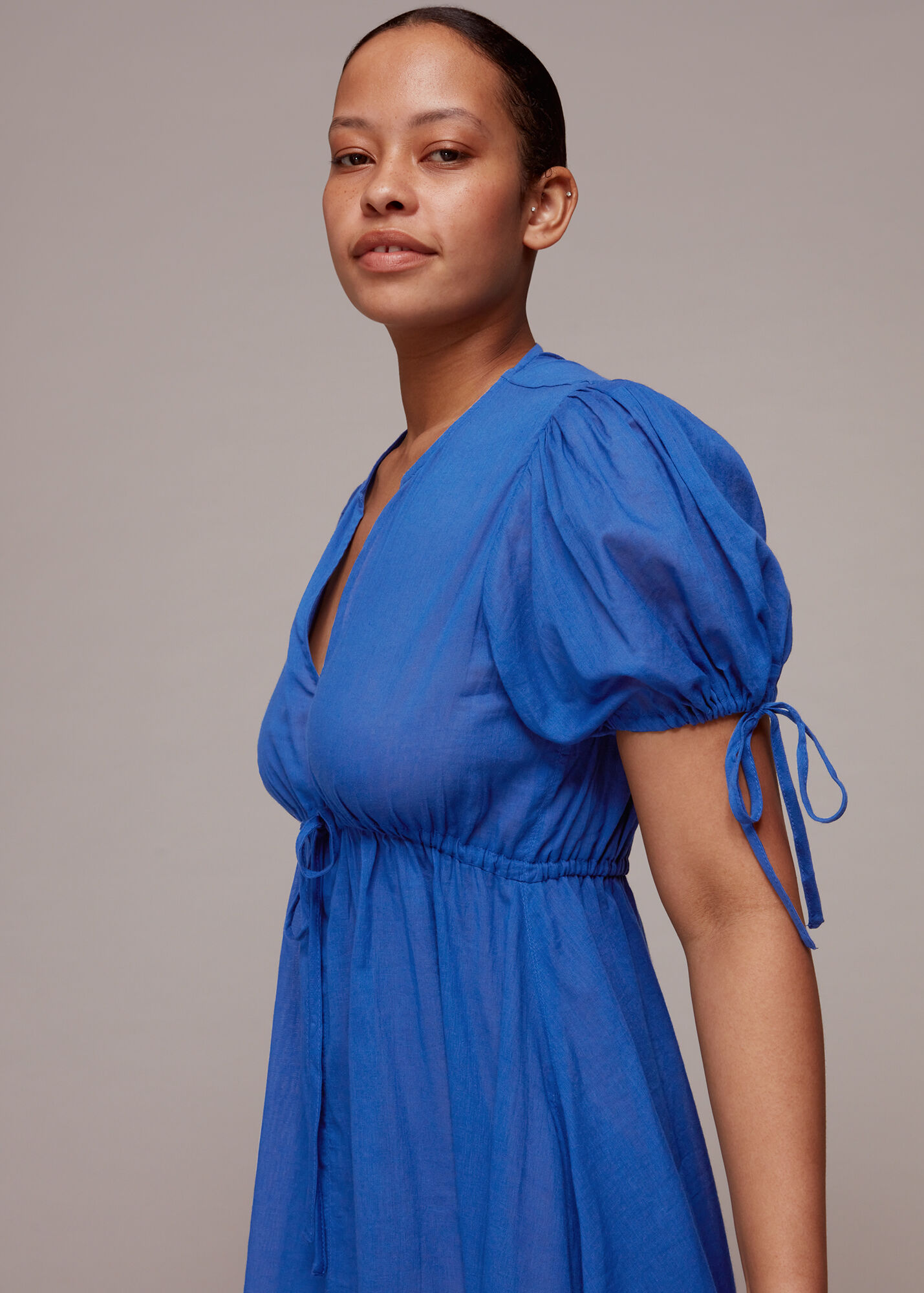 Blue Lilian Gathered Beach Cover Up | WHISTLES | Whistles
