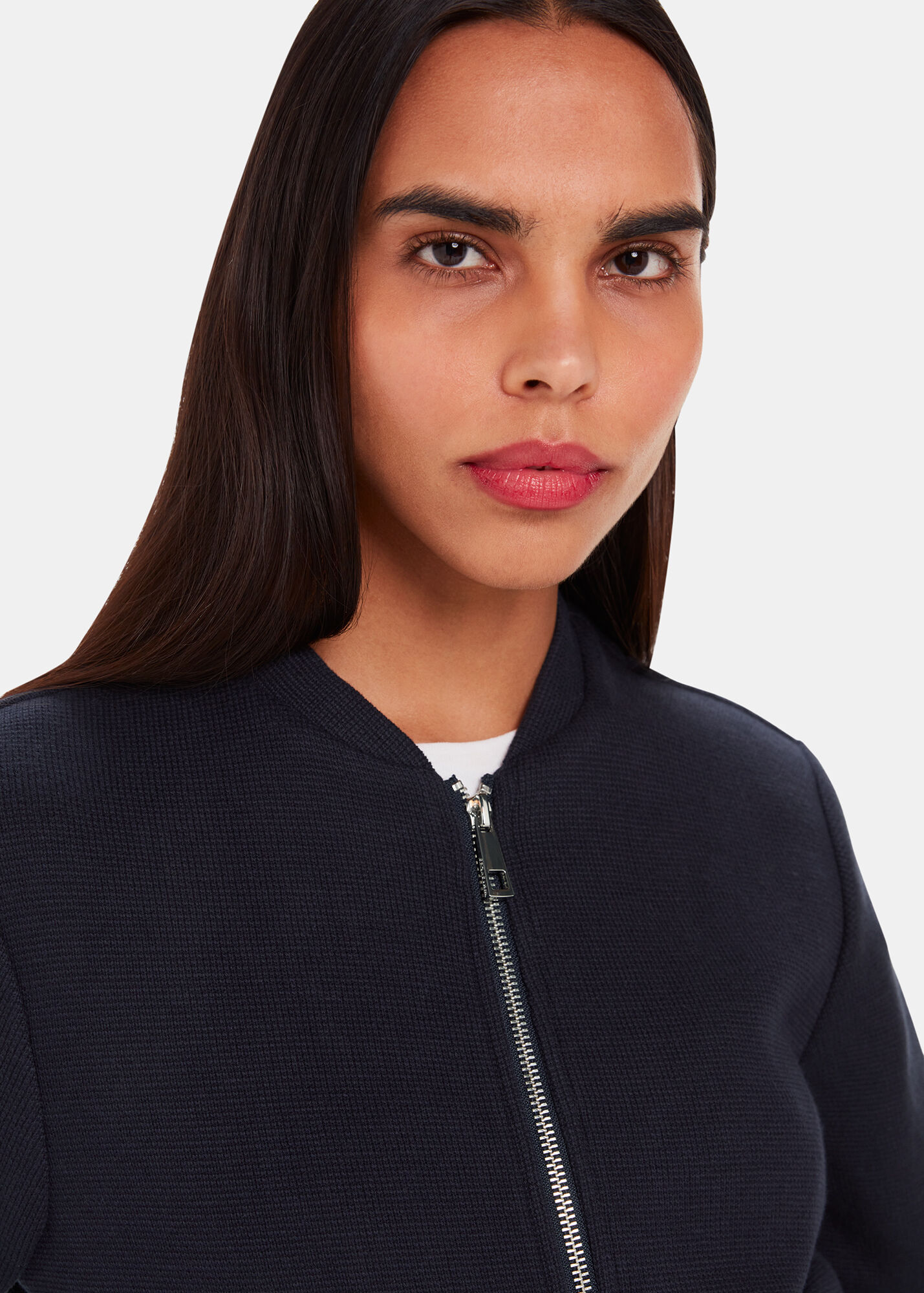 Navy Jersey Bomber Jacket | WHISTLES | Whistles UK