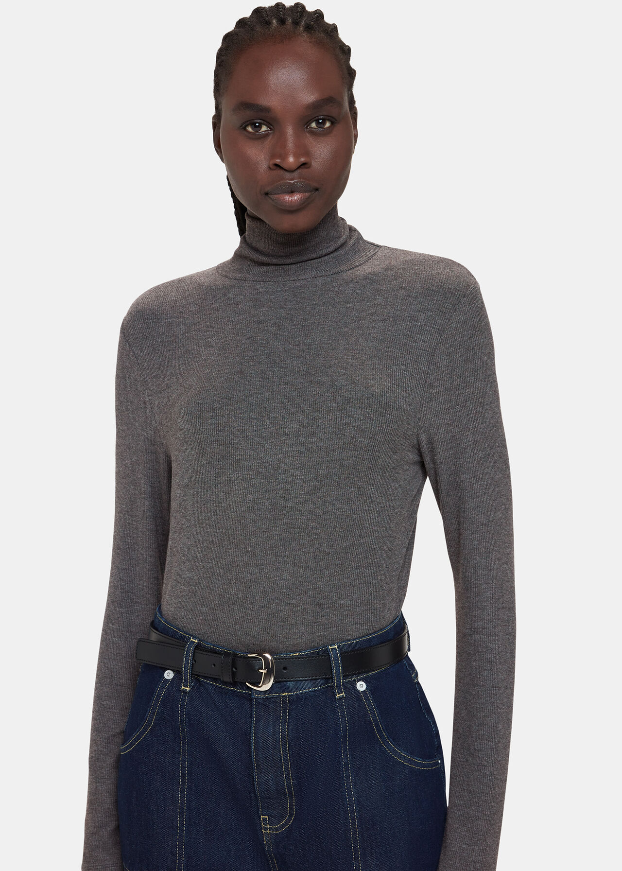 Dark Grey Essential Ribbed Polo Whistles Whistles Uk