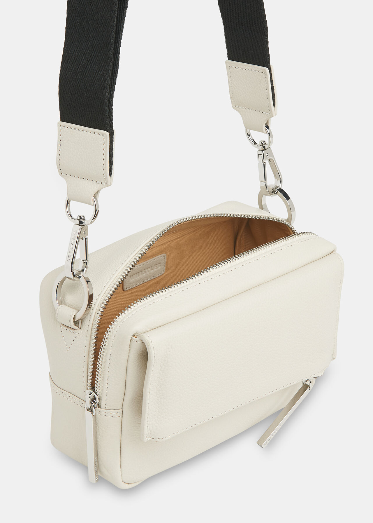 Bibi White Leather Crossbody Bag With Strap | Whistles