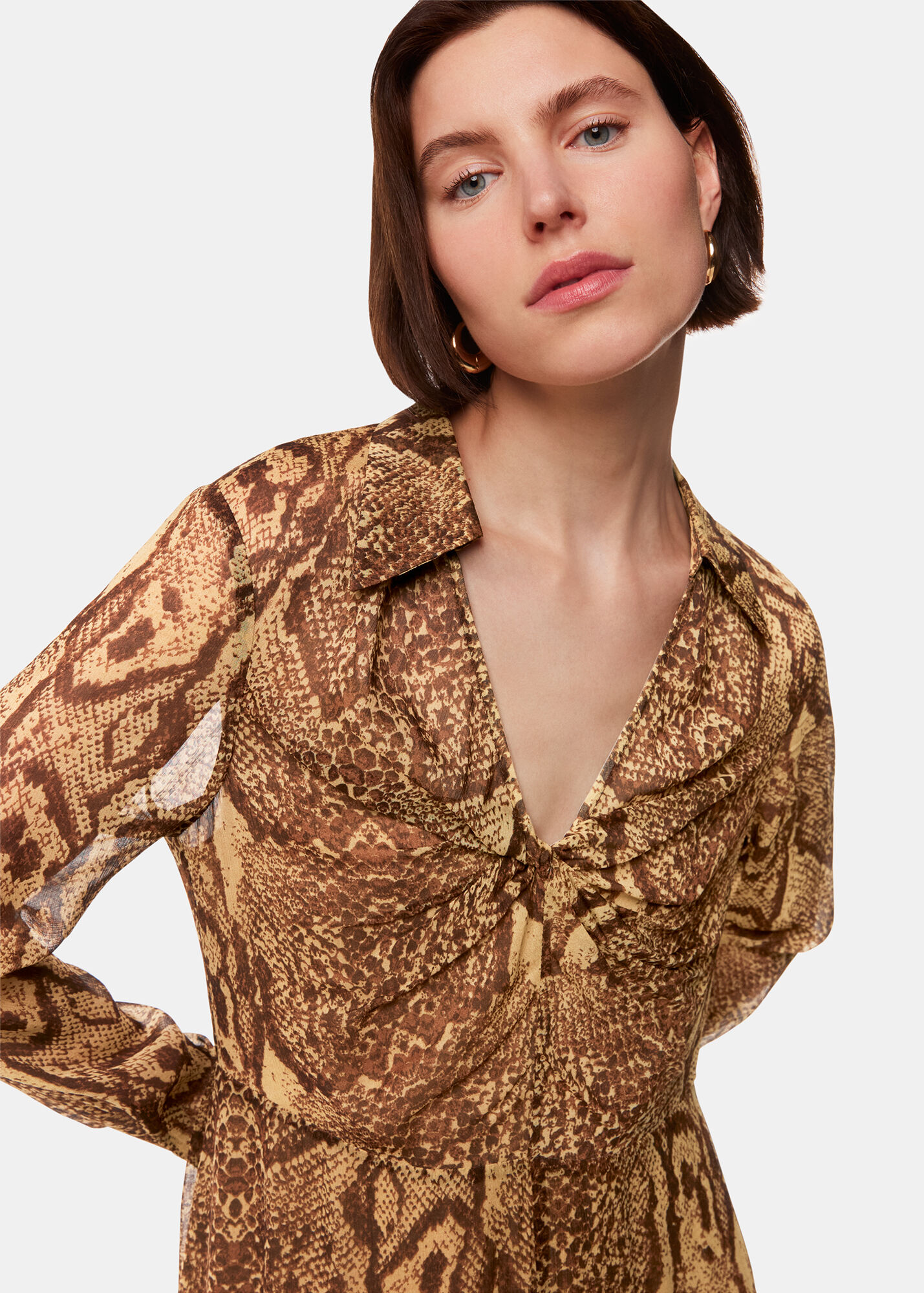 Snake Print Serpent Print Midi Dress | WHISTLES | Whistles UK