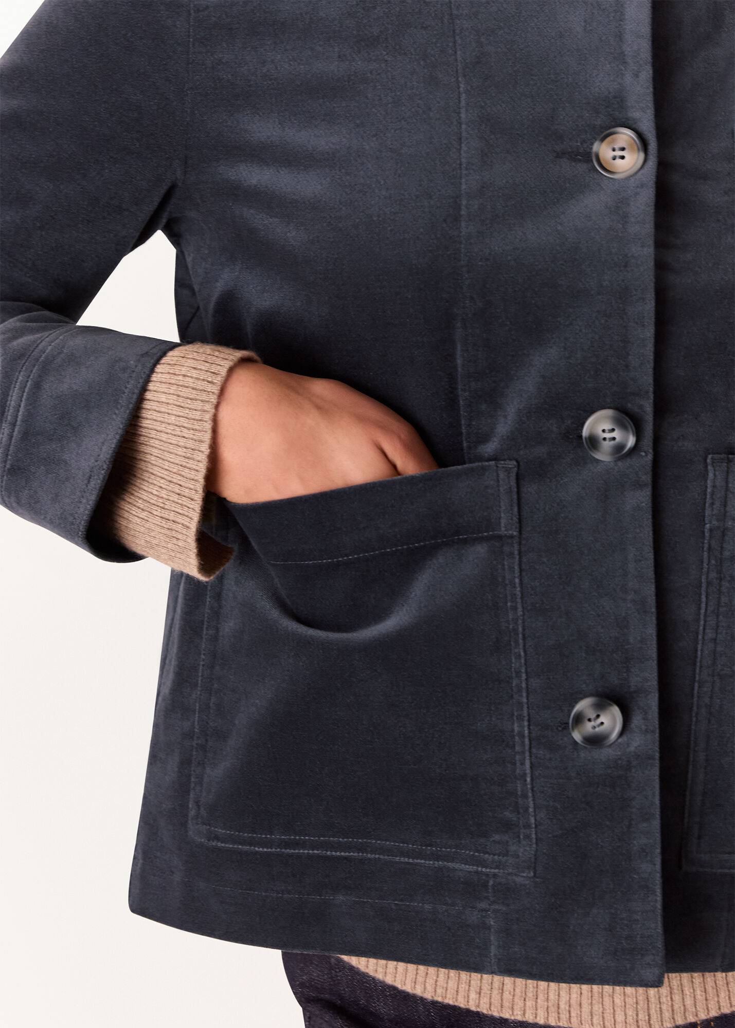 Women's Dark Grey Brushed Cotton Boxy Jacket | Whistles UK