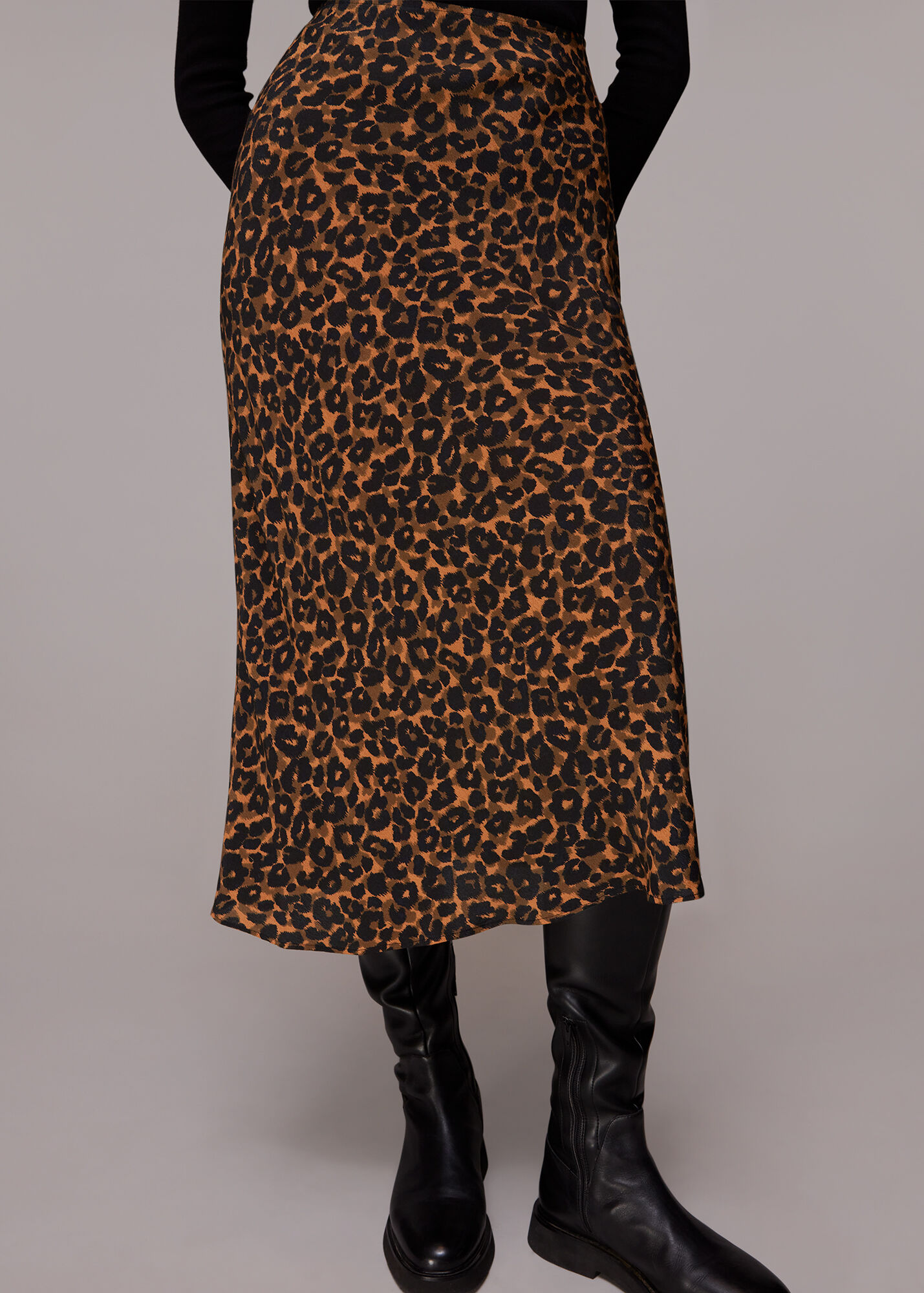 Leopard Print Classic Leopard Bias Cut Skirt | WHISTLES | Whistles UK