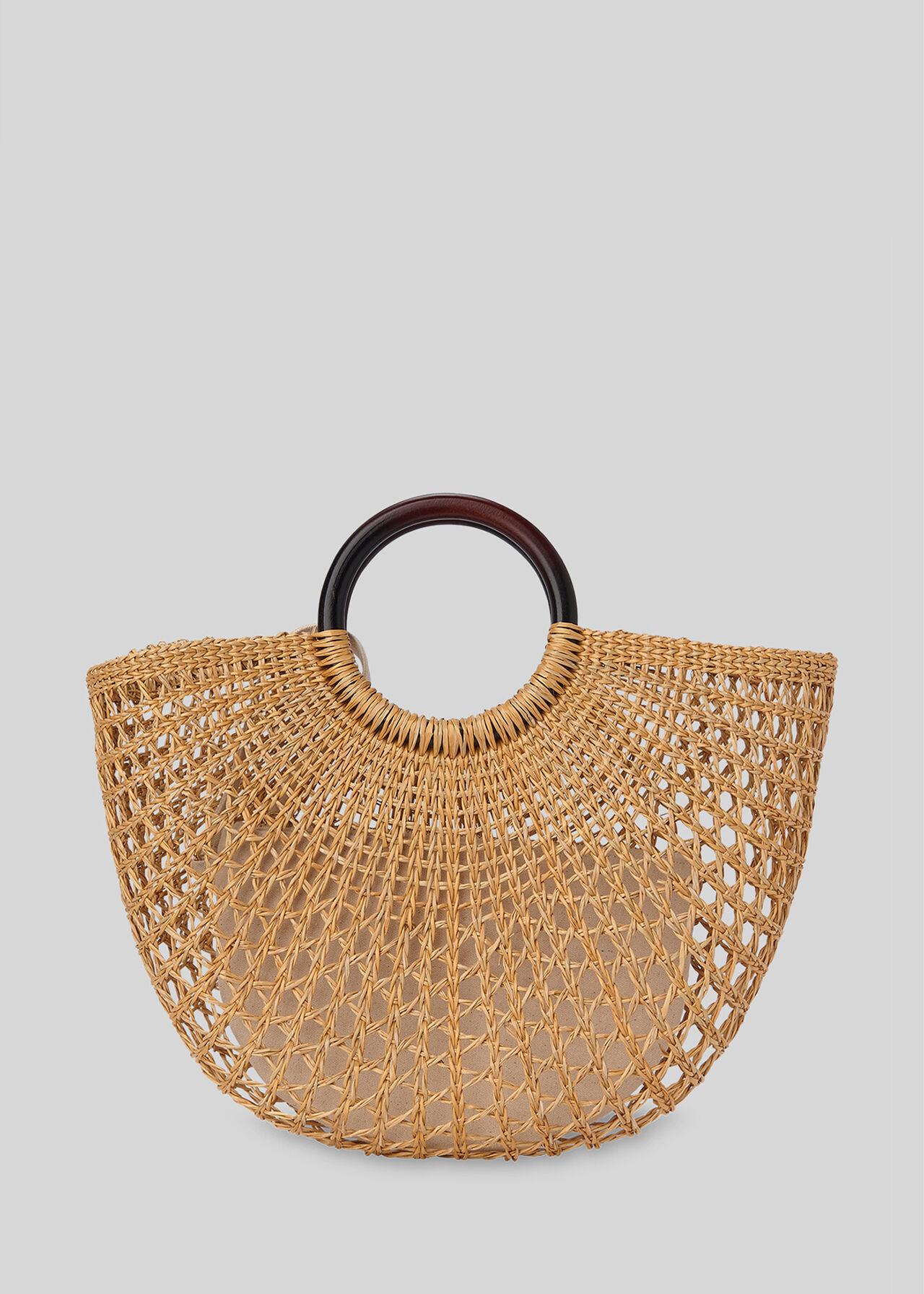 Neutral Eldon Wooden Handle Rattan Bag | WHISTLES | Whistles UK