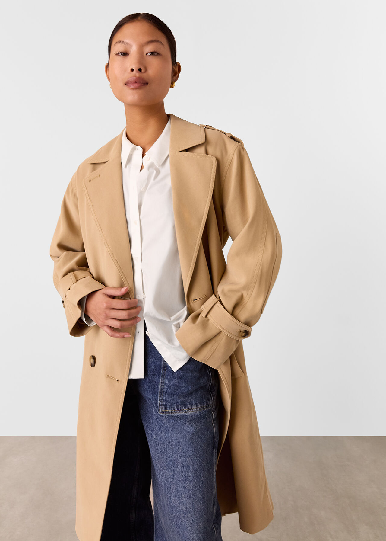 Neutral Riley Trench Coat | WHISTLES | Whistles US