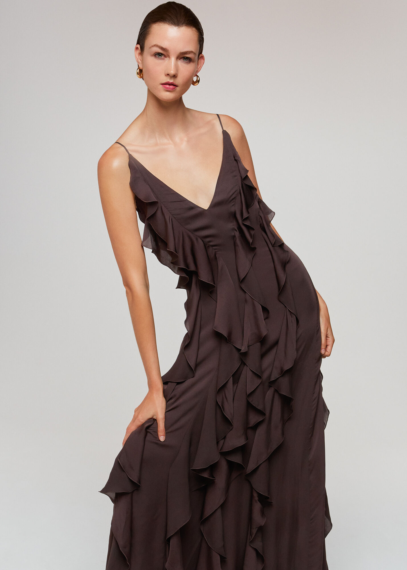 Chocolate Ruffle Maxi Dress | WHISTLES | Whistles AU