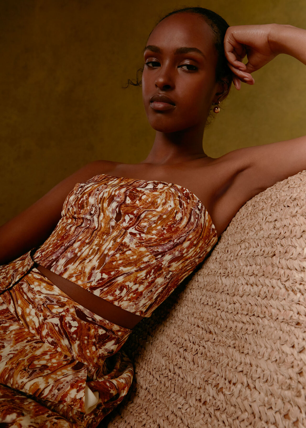 Multicolour Marble Print Silk Barlet | WHISTLES | Whistles