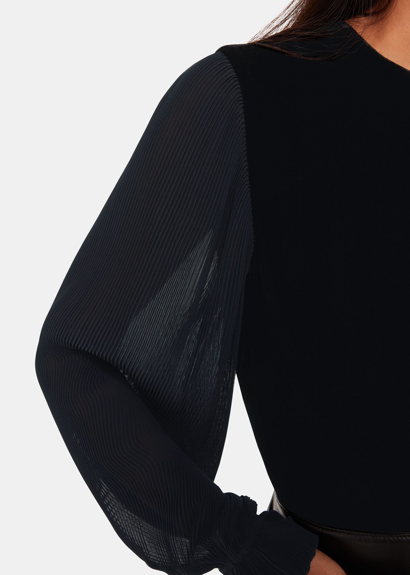 Black Velvet Top With Long Pleated Sleeves & Tie Back | Whistles ...