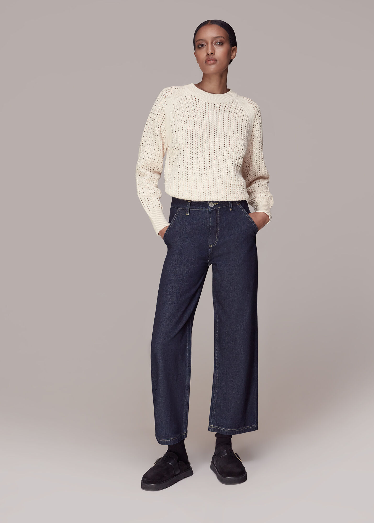 Neutral Pointelle Sweater | WHISTLES
