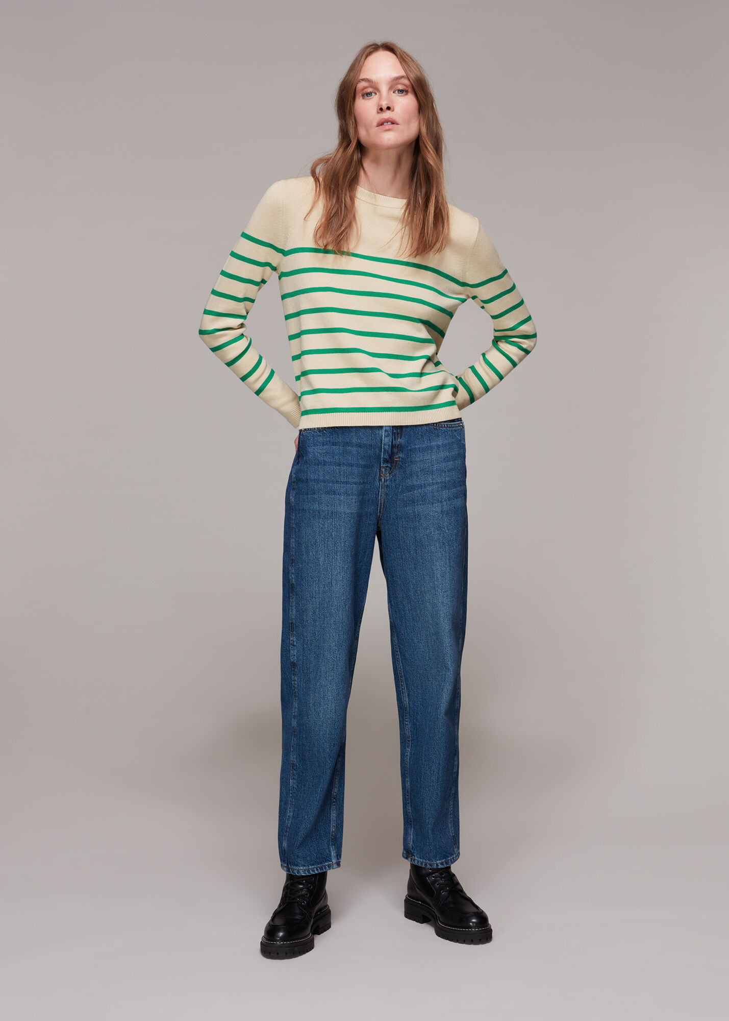 Multicolour Stripe Crew Neck Knit Whistles Whistles Uk
