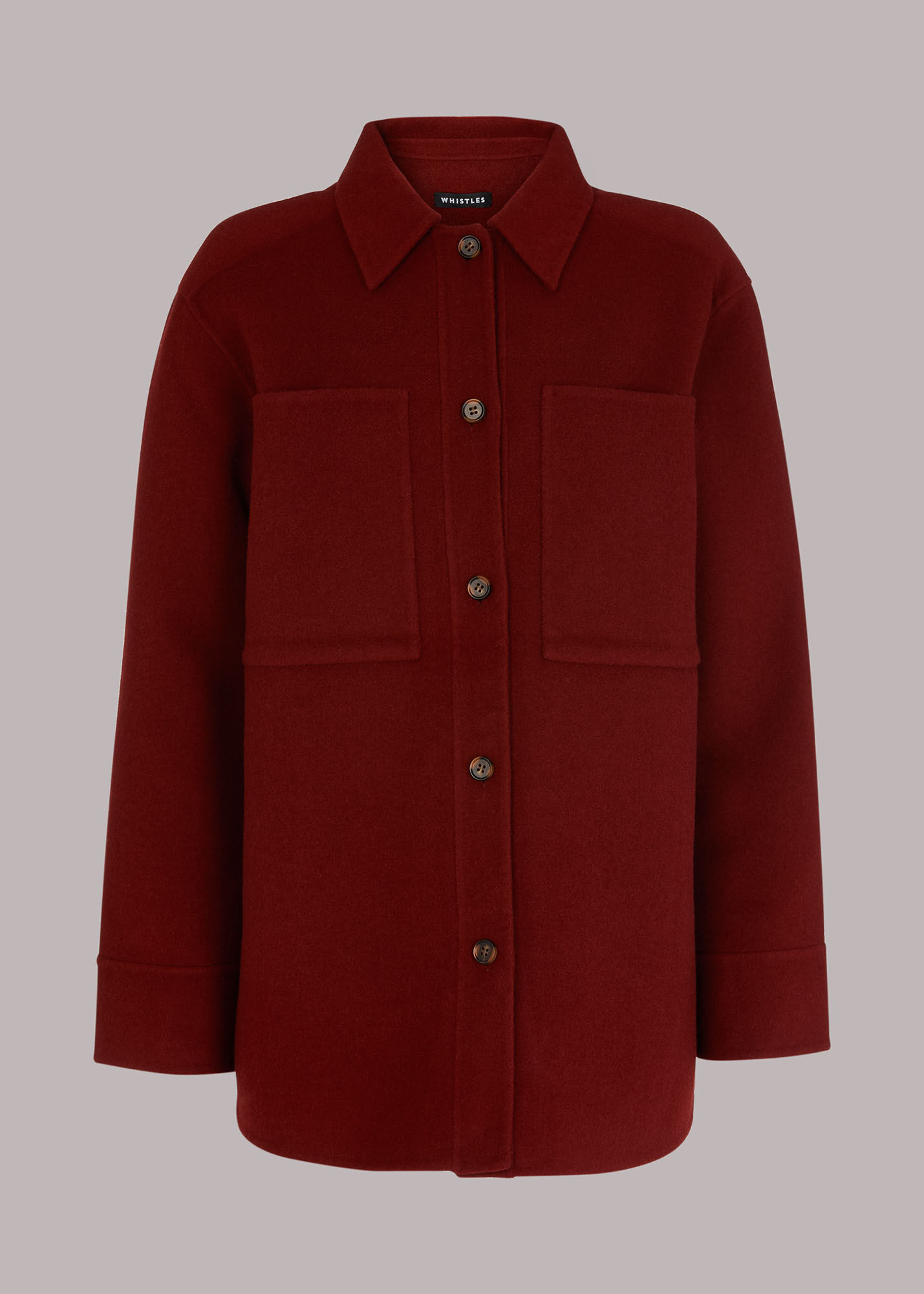 Dark Red Classic Wool Overshirt | WHISTLES | Whistles UK