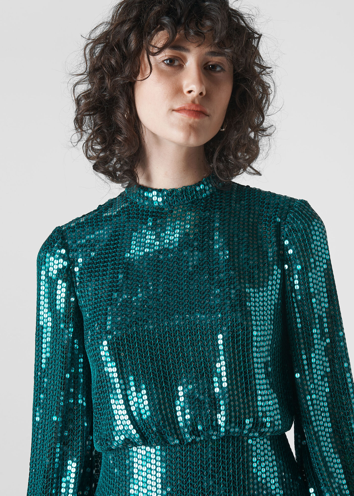 Teal Dena Sequin Dress | WHISTLES | Whistles UK