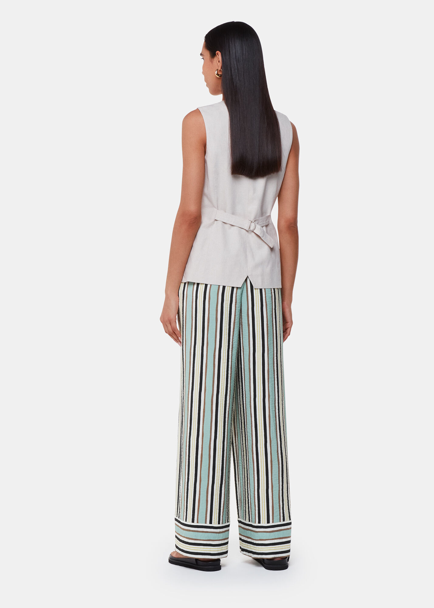 Multicolour Vertical Stripe Nicola Trouser | WHISTLES | Whistles UK