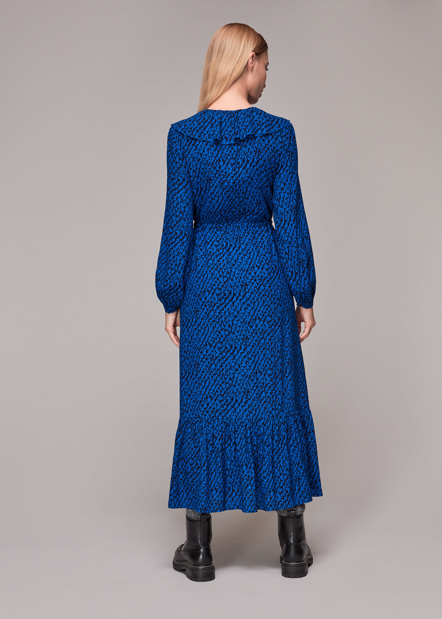 Blue/Multi Diagonal Texture Print Dress | WHISTLES | Whistles AU