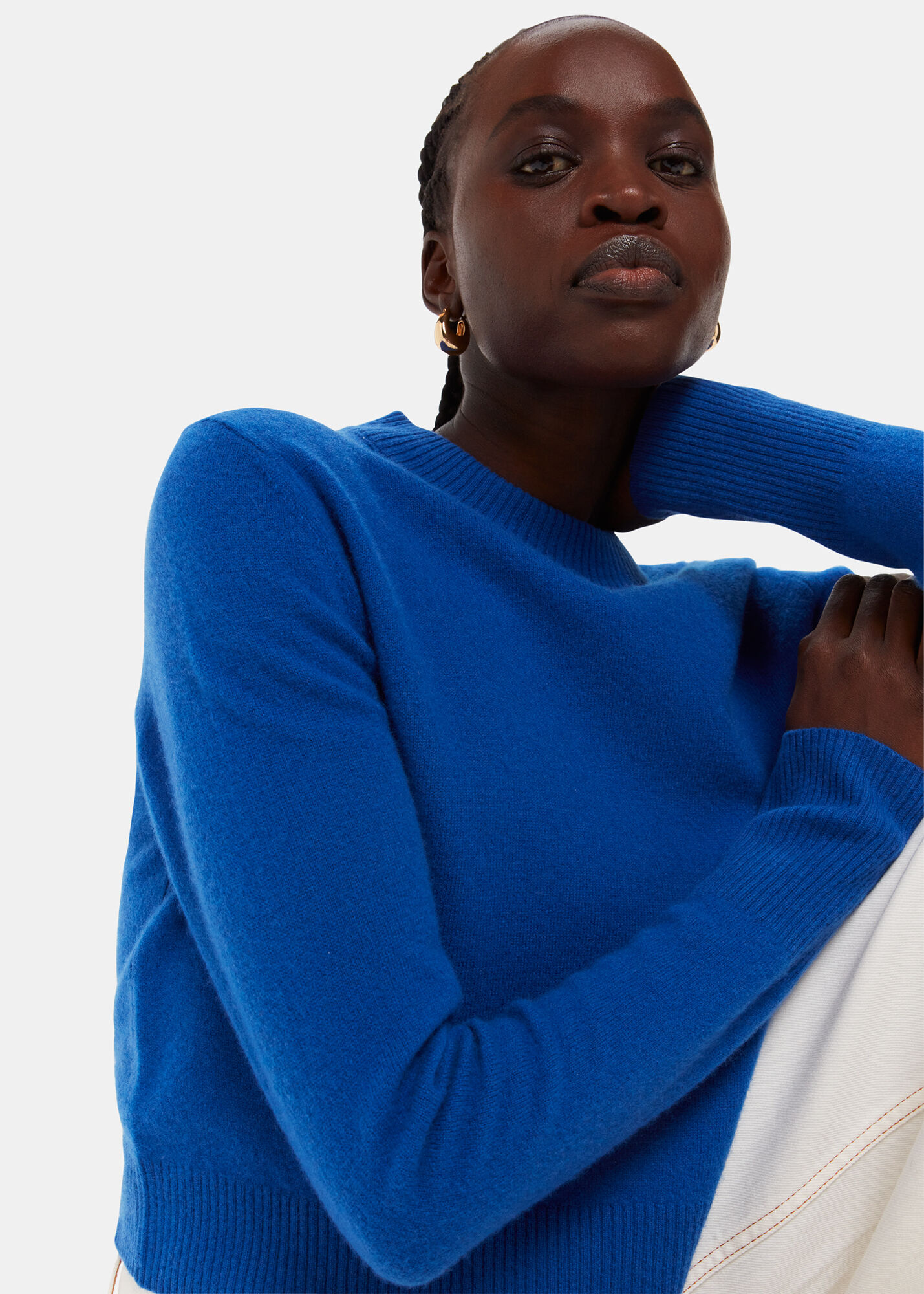 Cobalt Blue Wool Cropped Sweater | WHISTLES | Whistles UK