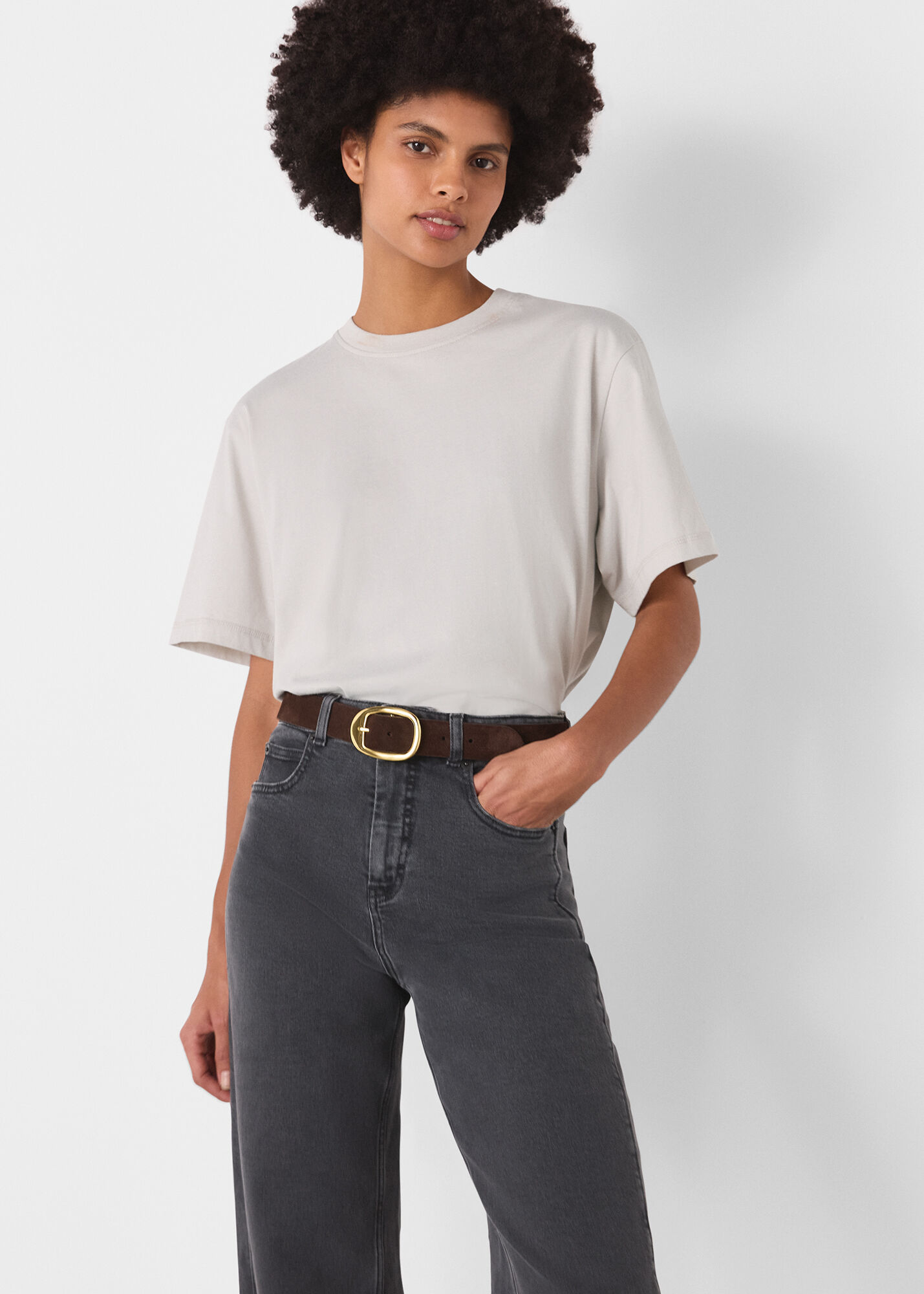 Grey Stretch Barrel Leg Jean | WHISTLES | Whistles UK