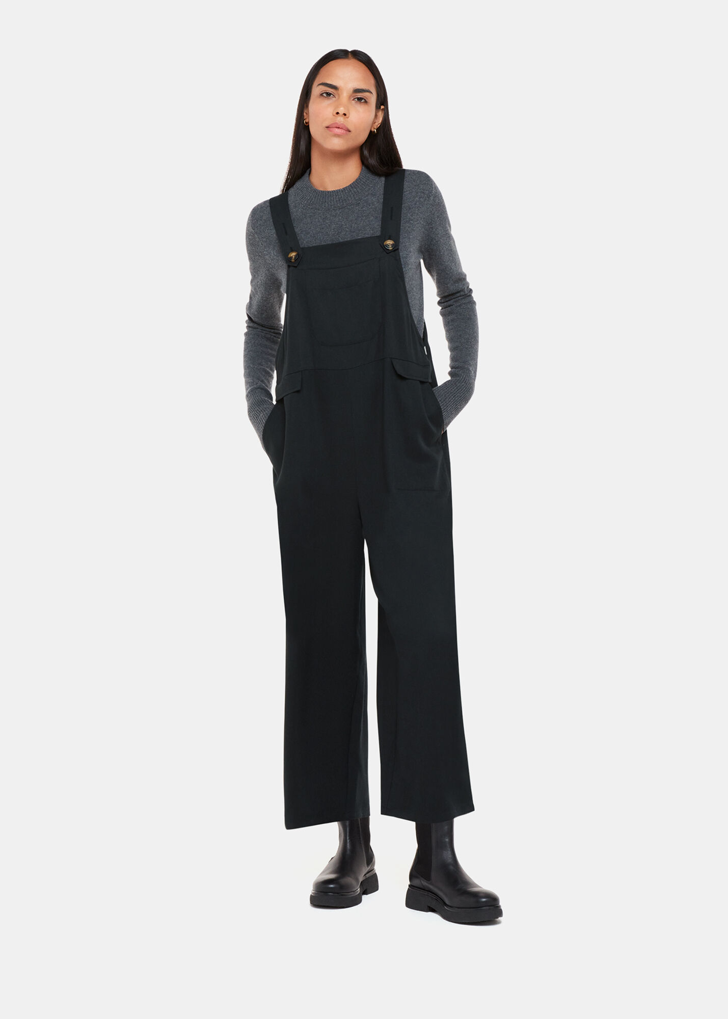 Black Riley Dungarees | WHISTLES | Whistles UK