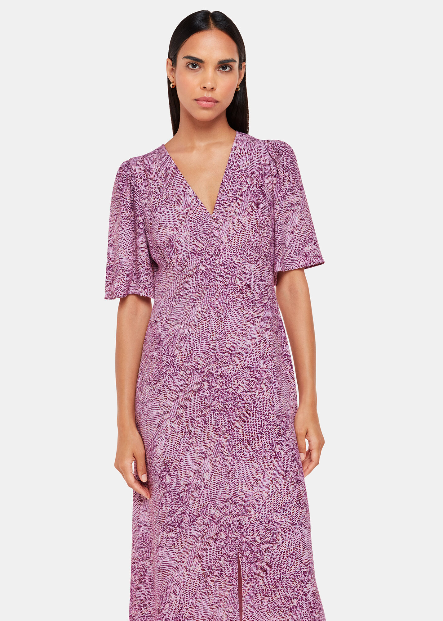 Pink/Multi Diagonal Snake Midi Dress | WHISTLES