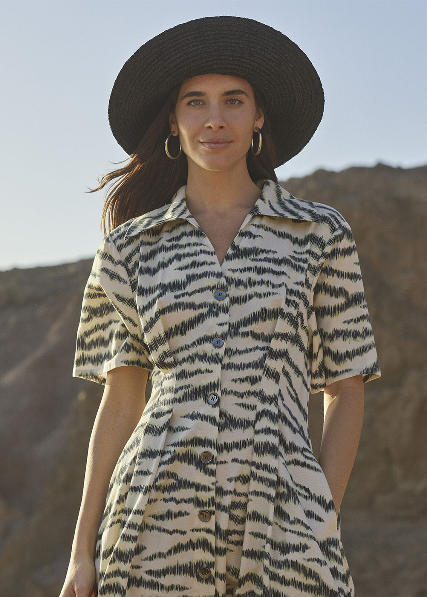 Ivory/Multi Feathered Tiger Midi Dress | WHISTLES | Whistles UK