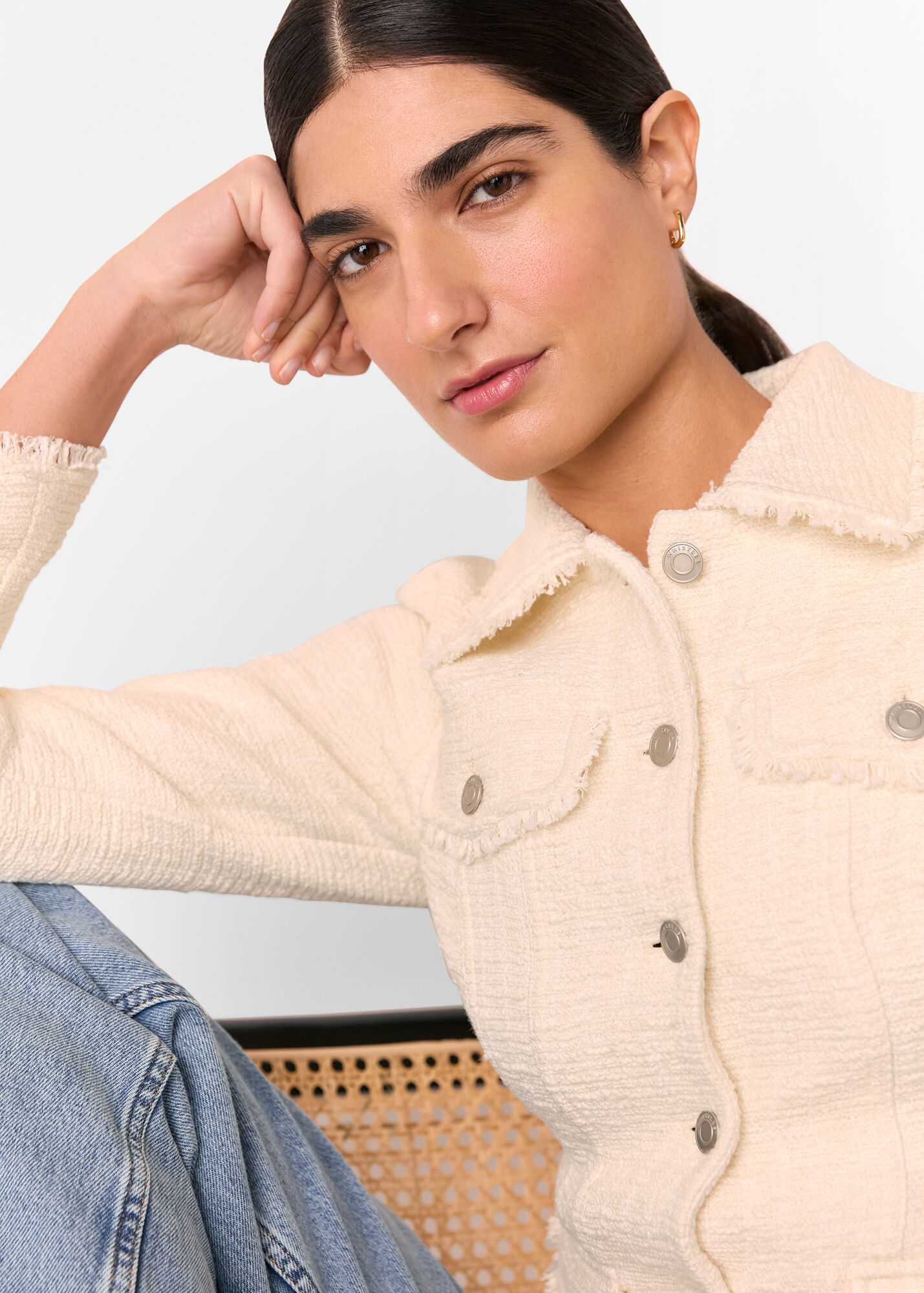 Ivory Lucie Boucle Jacket | WHISTLES | Whistles UK