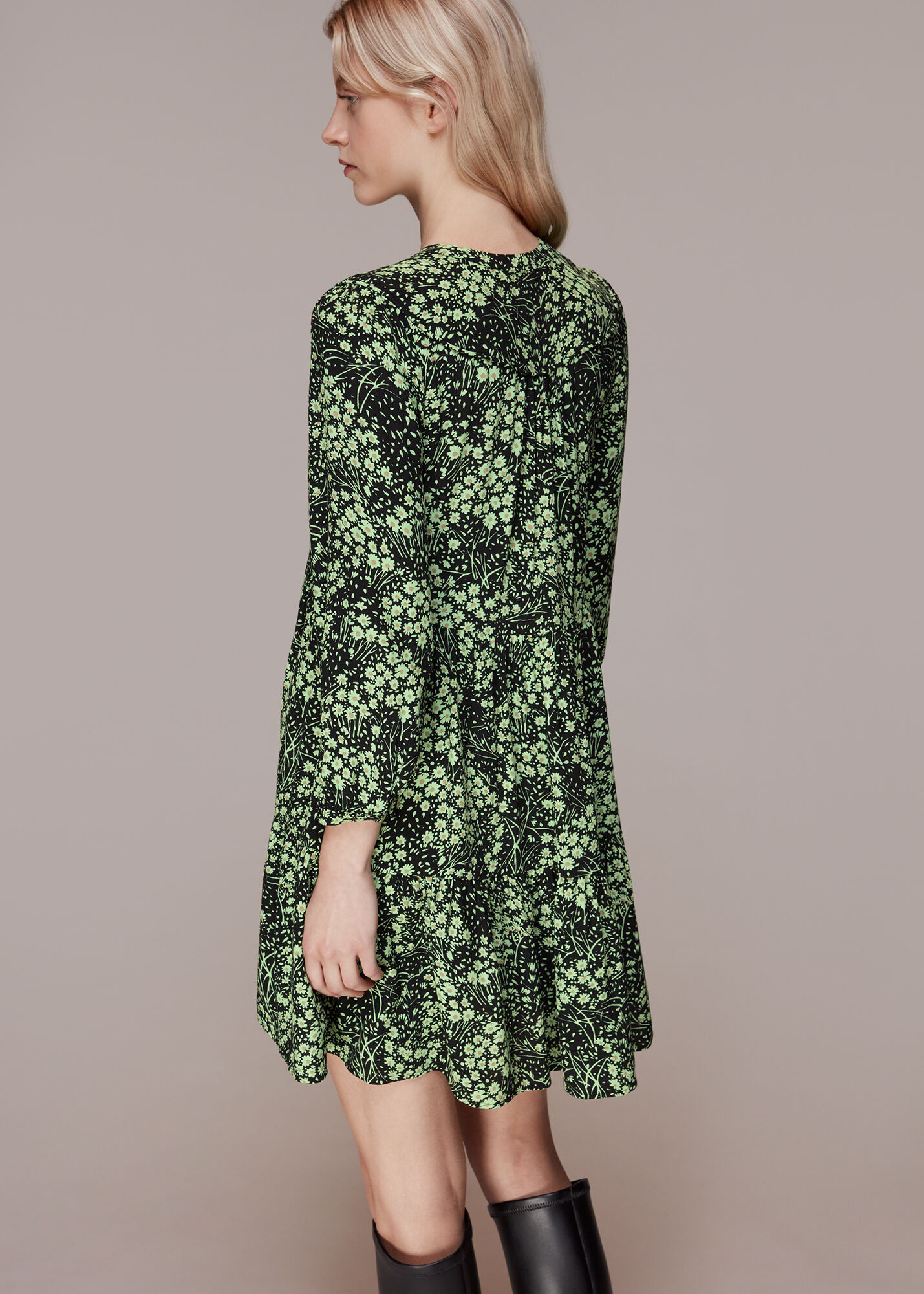 Green/Multi Daisy Meadow Print Dress | WHISTLES | Whistles UK