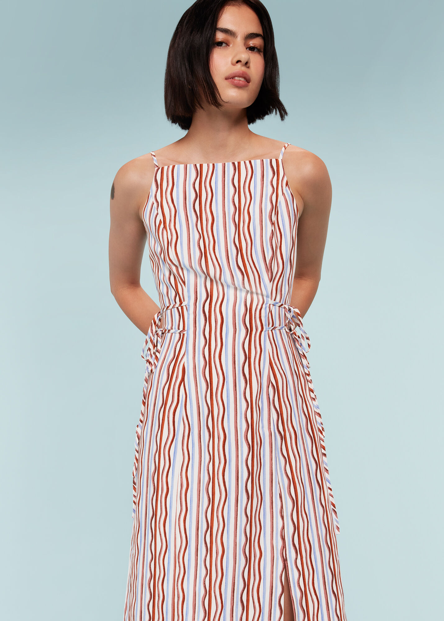 Multicolour Wiggle Stripe Tie Detail Dress | WHISTLES | Whistles UK