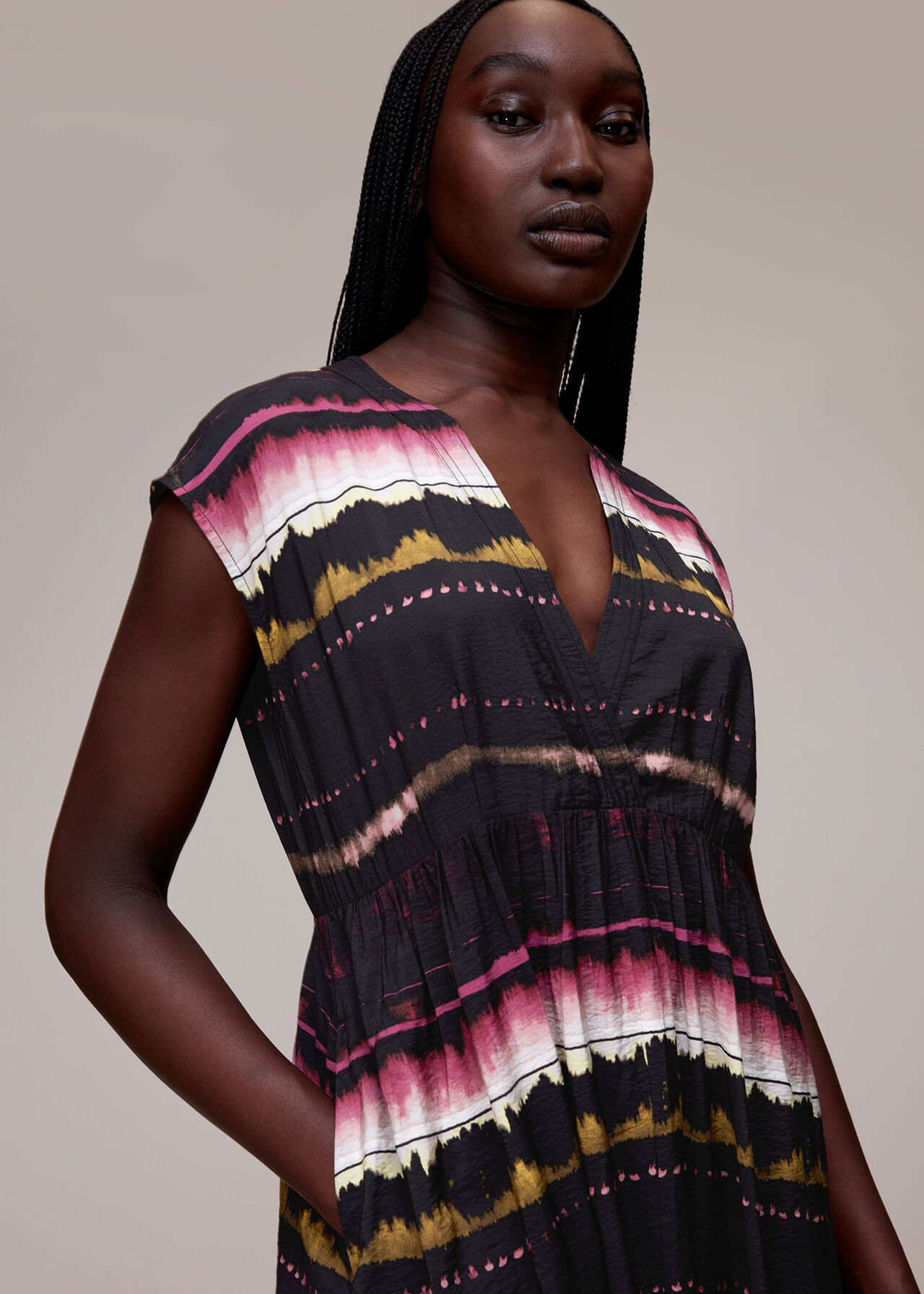 Multicolour Amelie Shibori Trapeze Dress | WHISTLES | Whistles UK