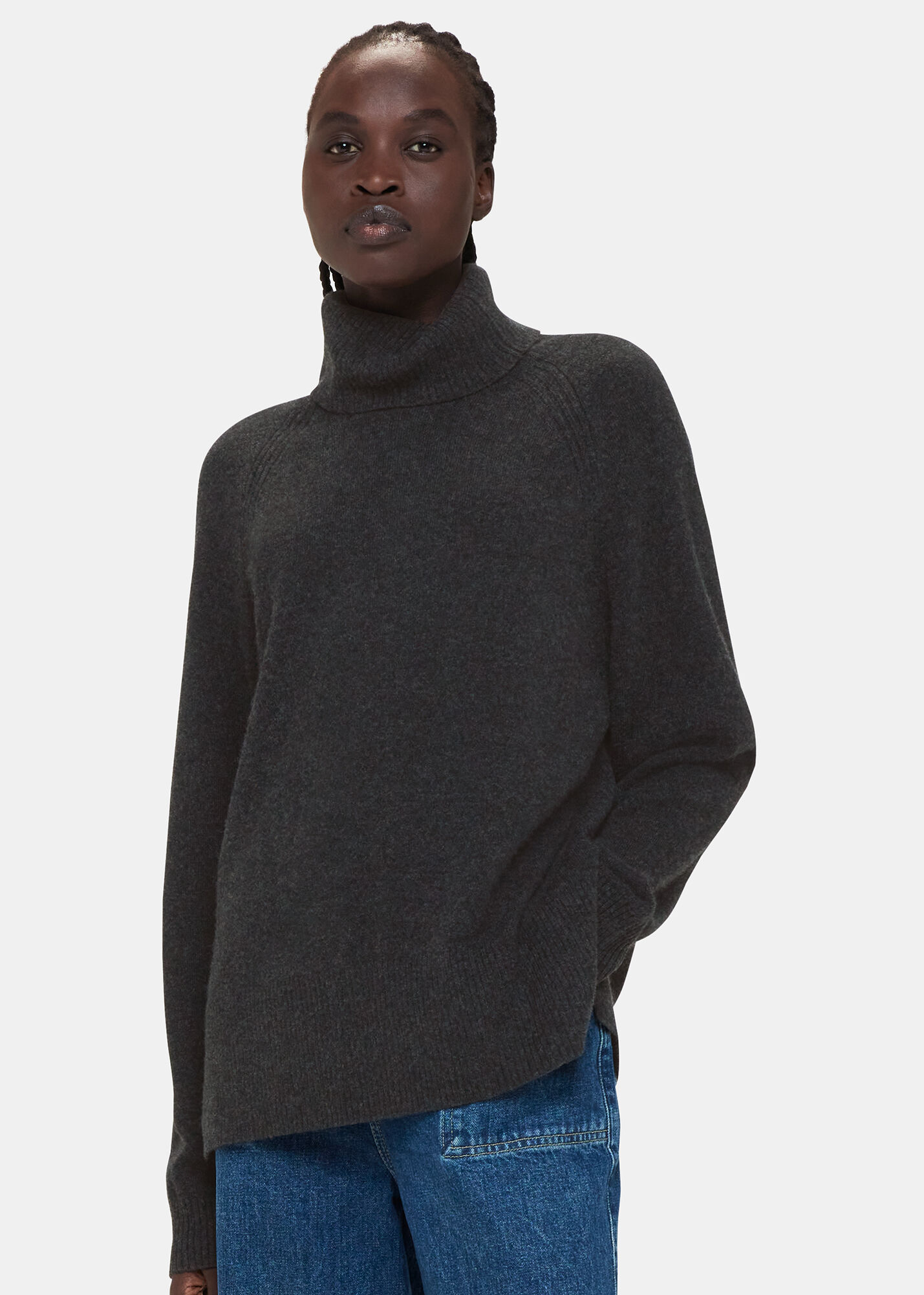Dark Grey Cashmere Roll Neck Jumper | Whistles