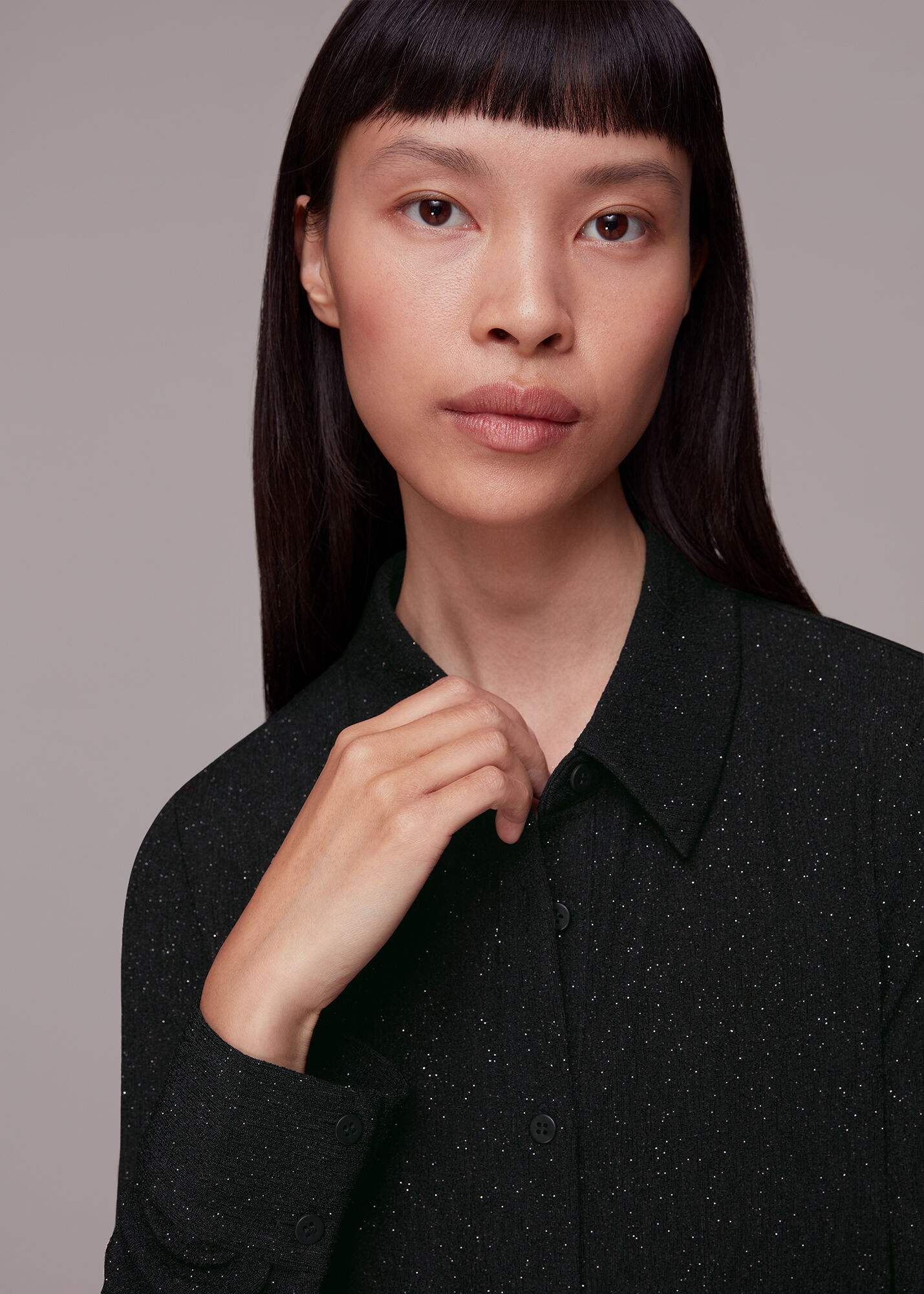 Black Grace Sparkle Shirt | WHISTLES | Whistles UK