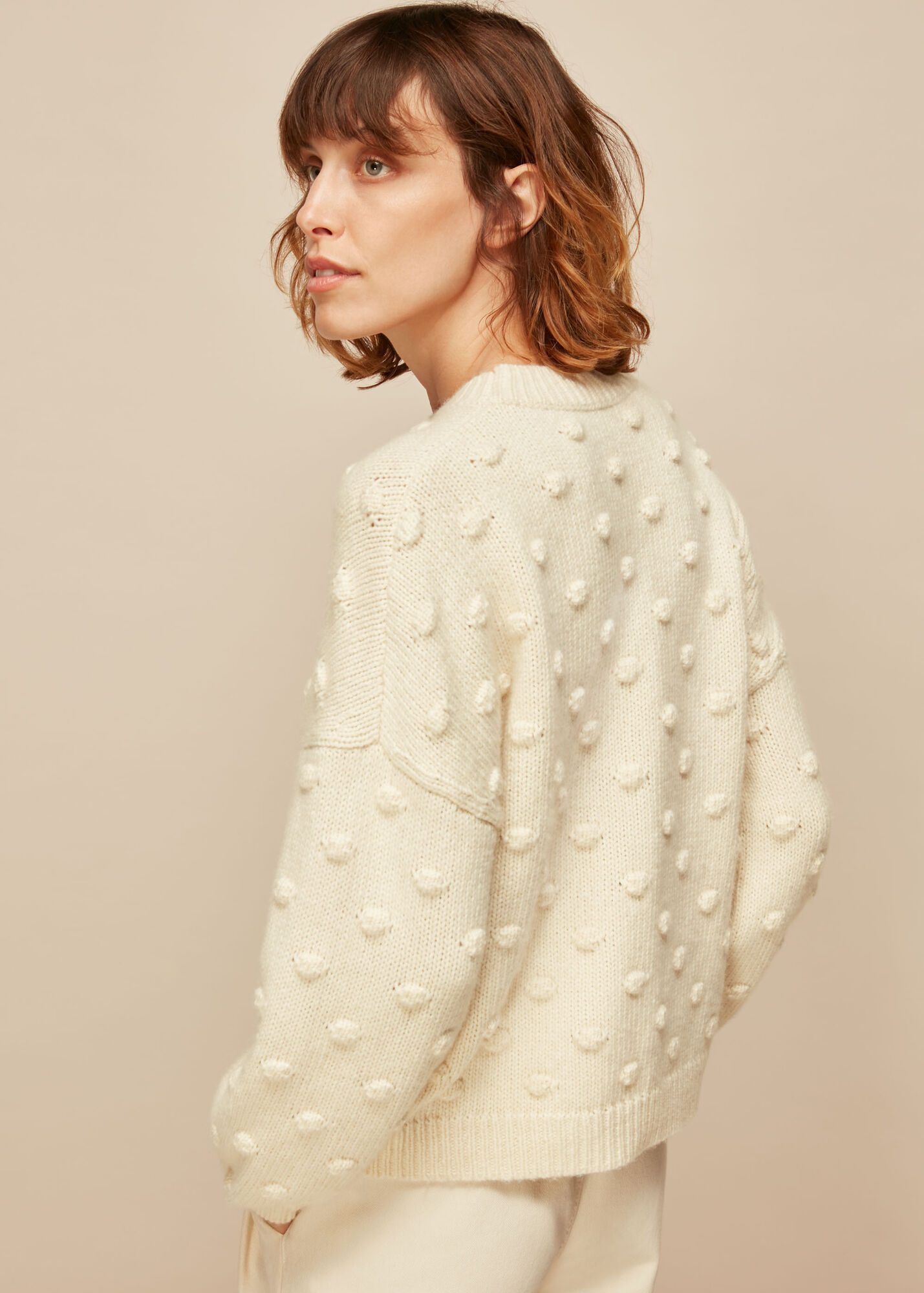 Ivory Bobble Knitted Jumper | WHISTLES | Whistles UK