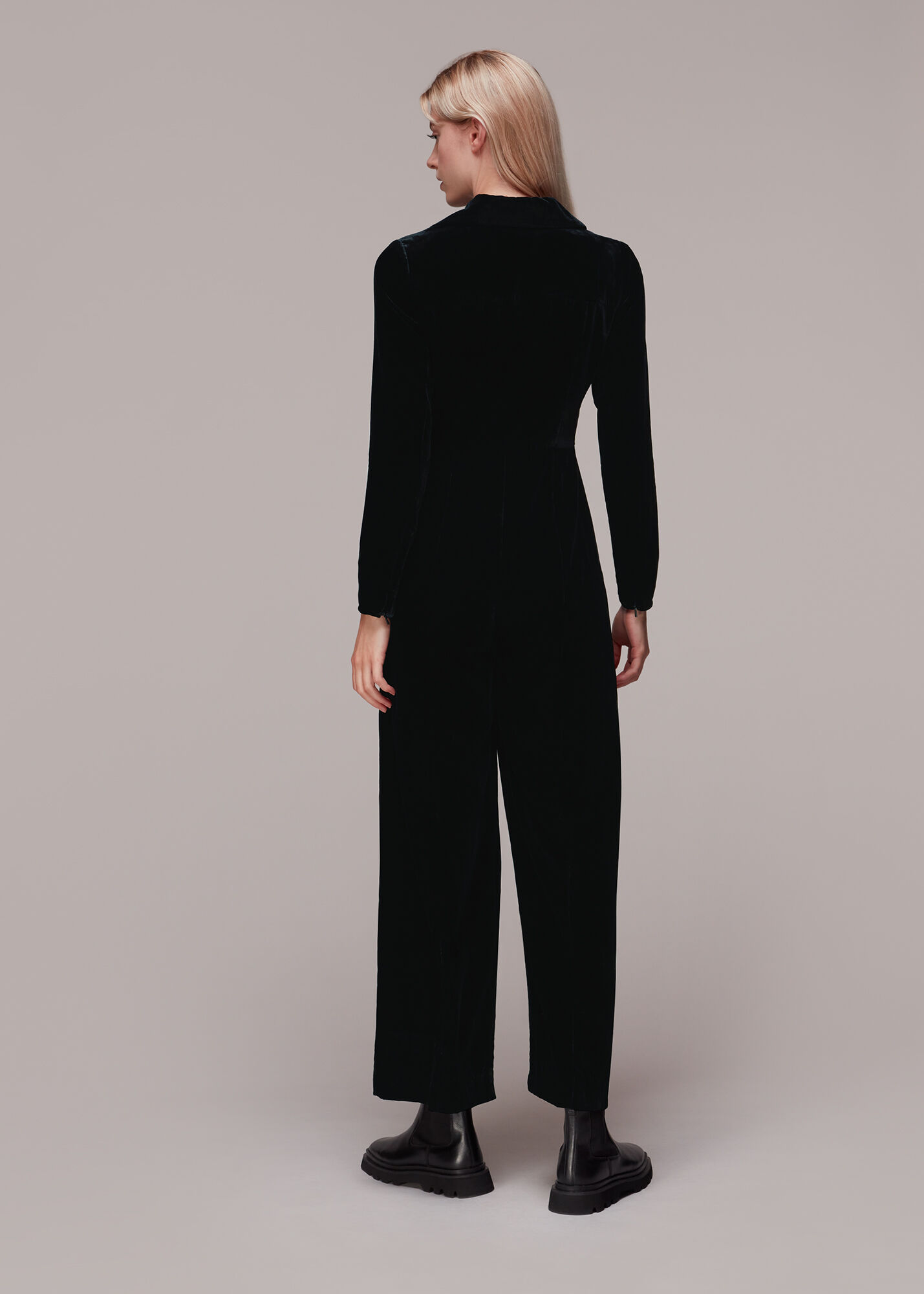 Velvet Zip Front Jumpsuit | Whistles UK