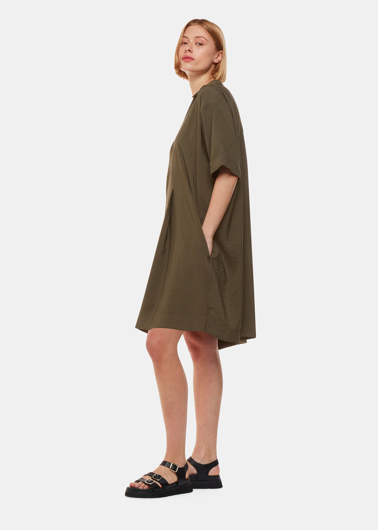 Khaki Melanie Dress | WHISTLES | Whistles UK
