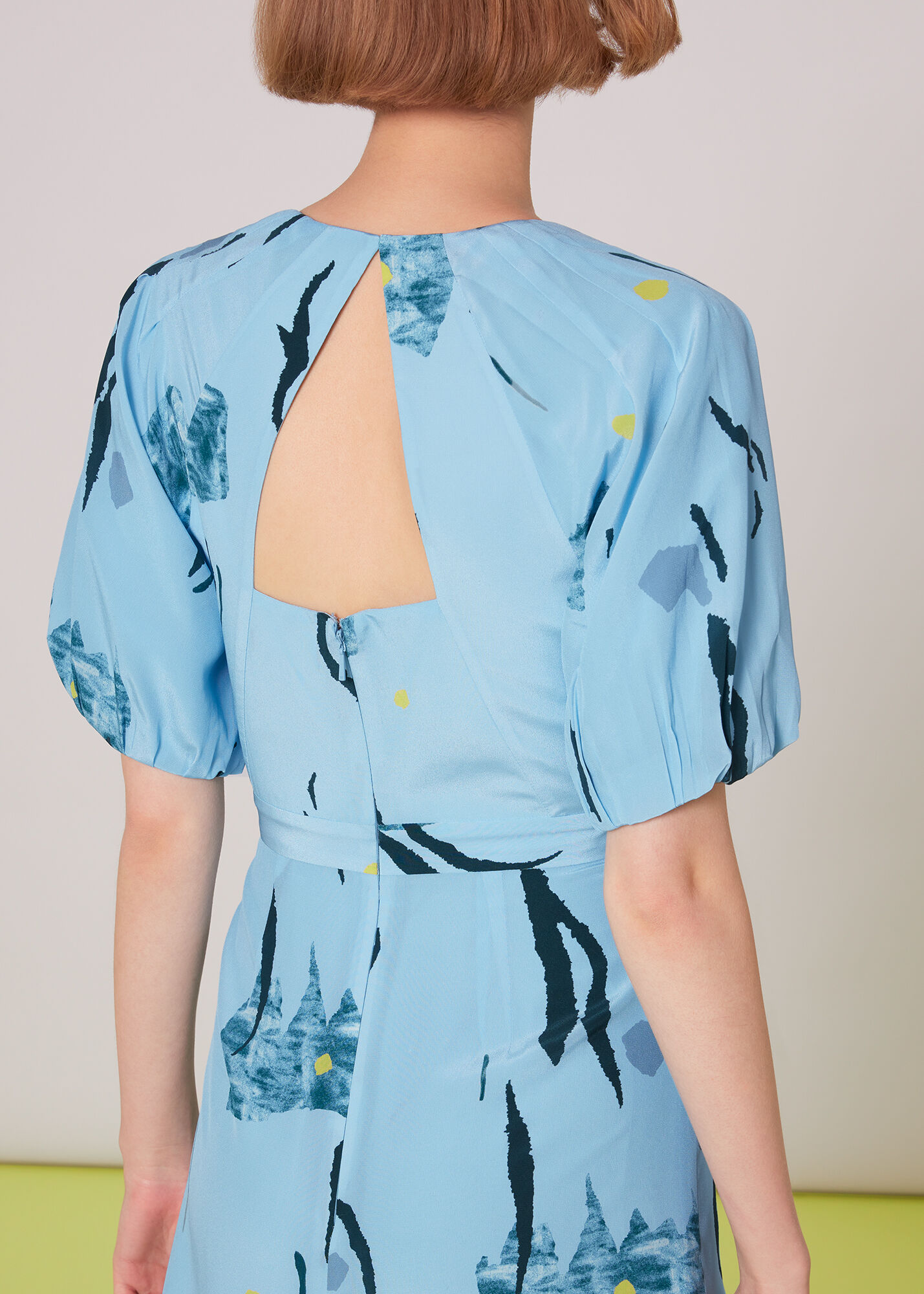 whistles-abstract-print-silk-dress-blue-multi | Whistles UK