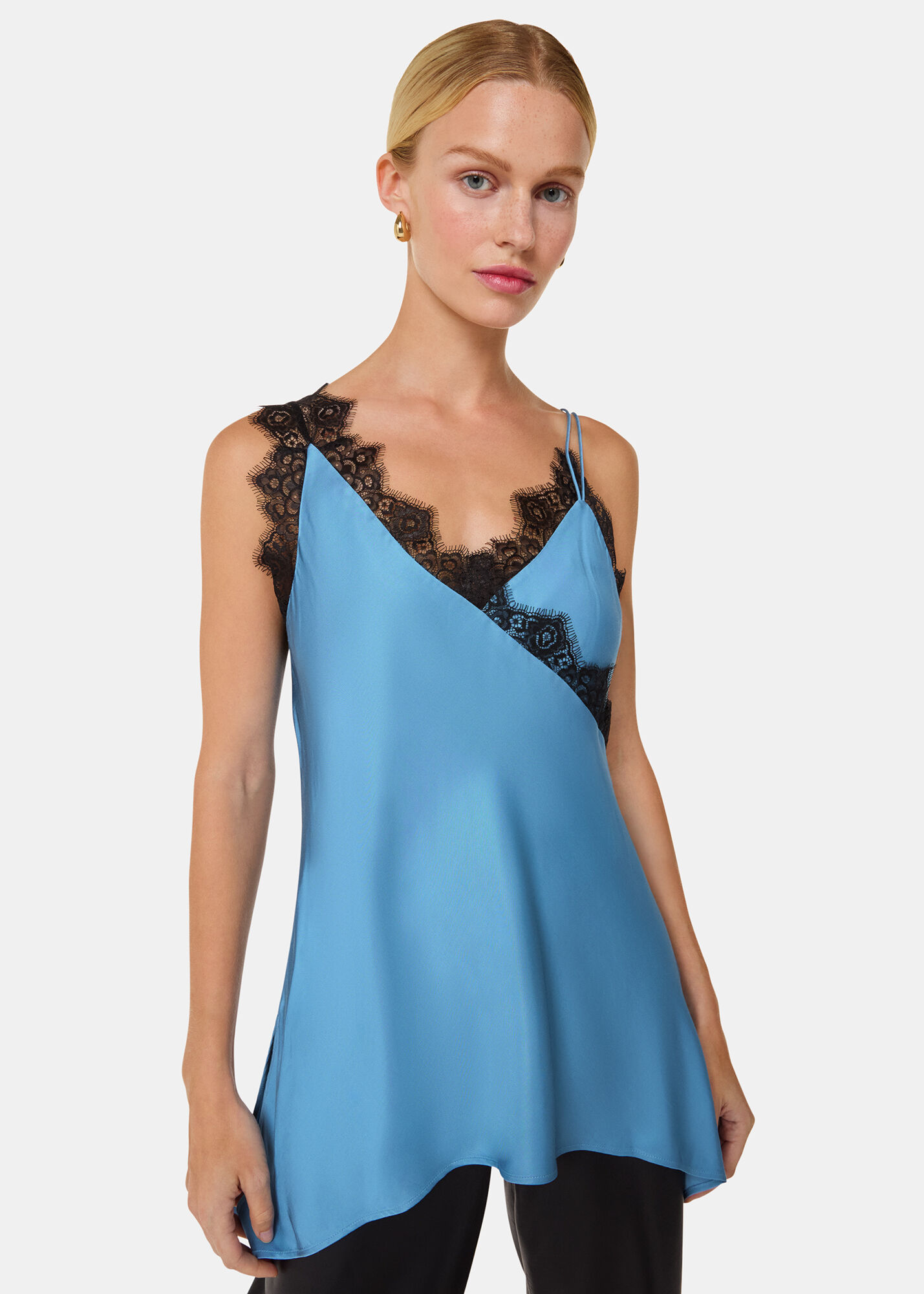 Blue Multi Iris Lace Detail Wrap Cami WHISTLES Whistles UK