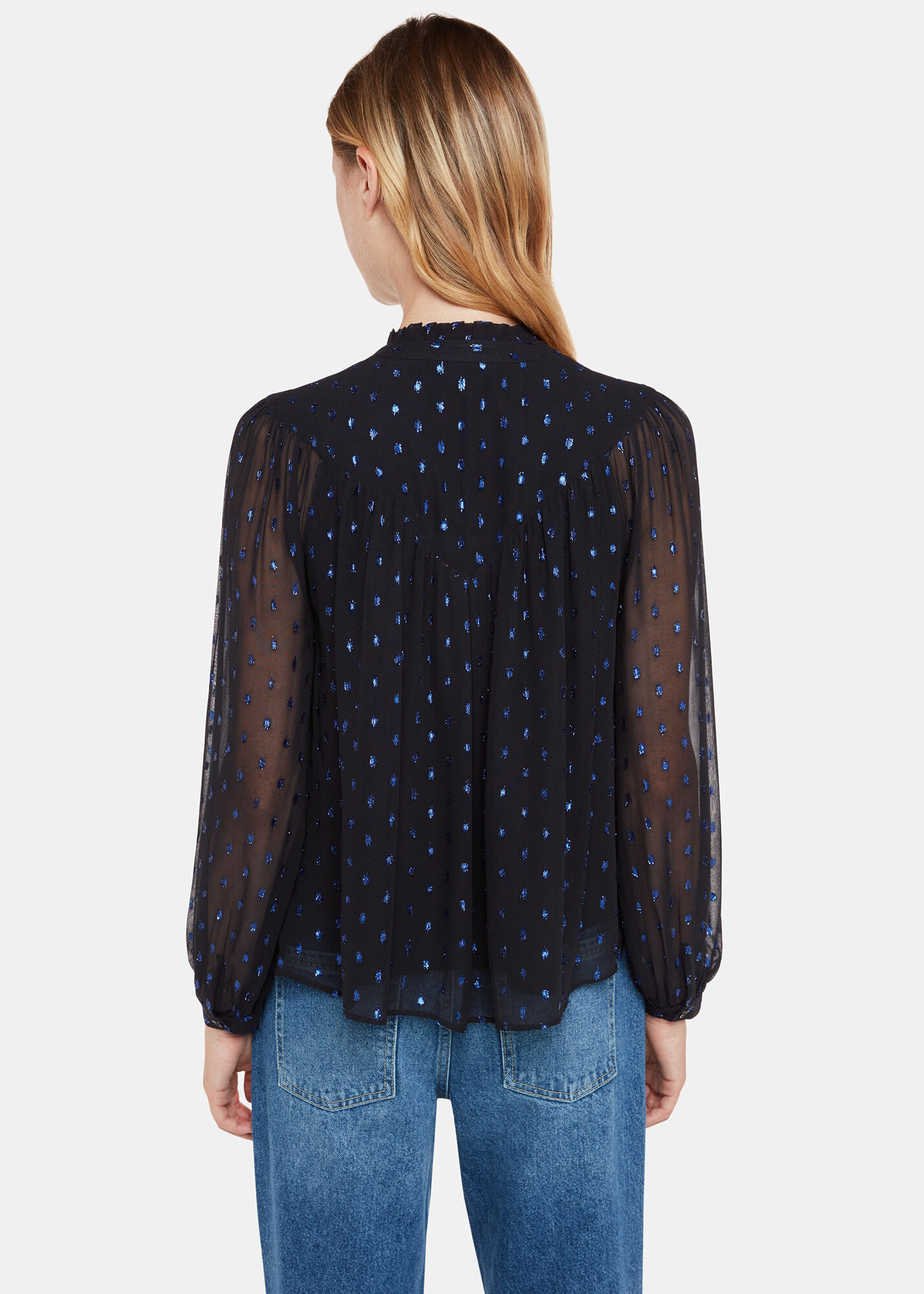 Navy/Multi Mia Metallic Dobby Top | WHISTLES | Whistles UK