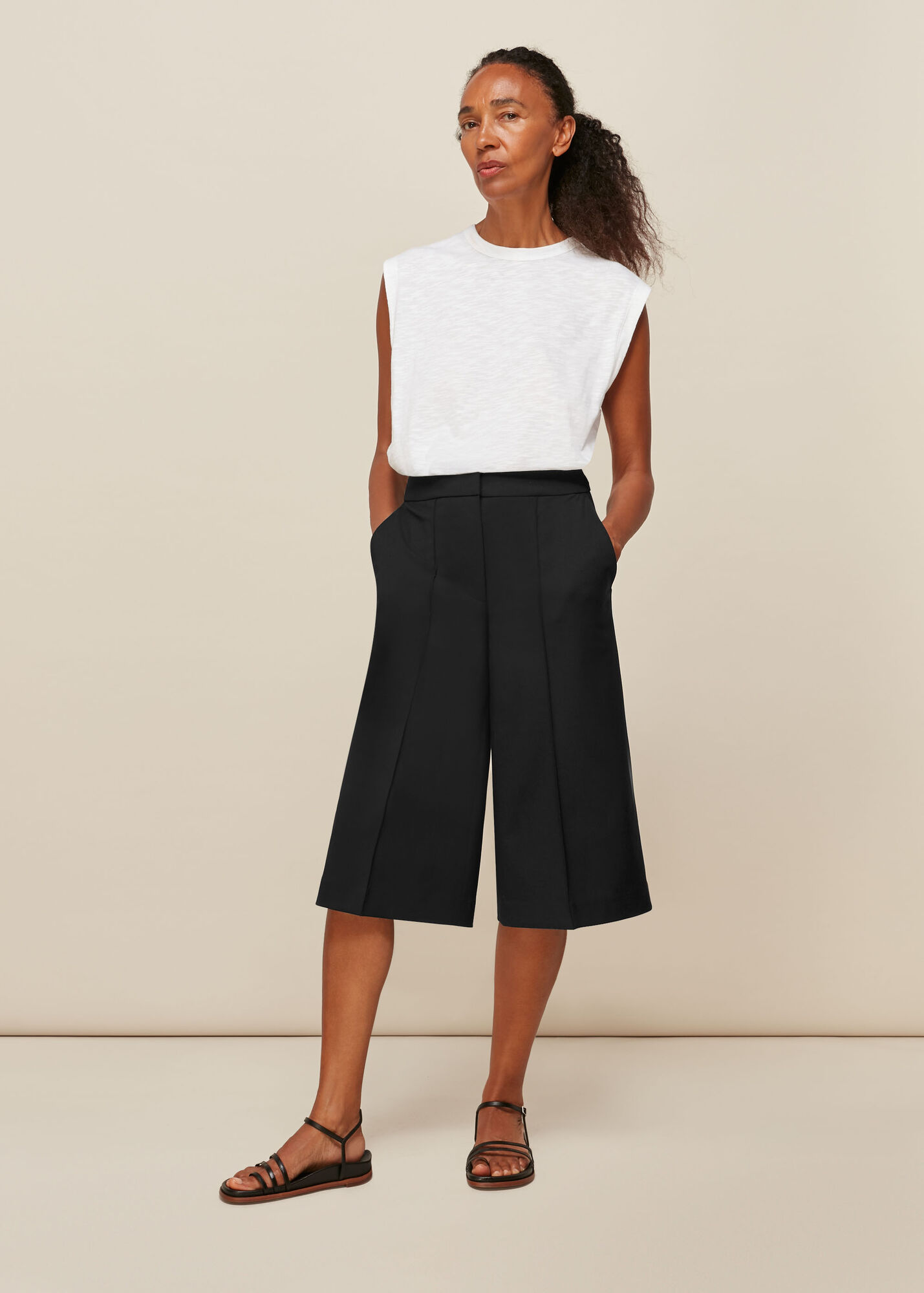 Black Tailored Culotte | WHISTLES | Whistles UK