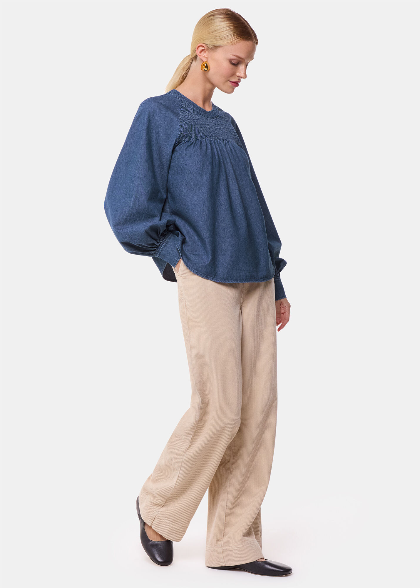 Smocked Denim Blouse | Whistles UK