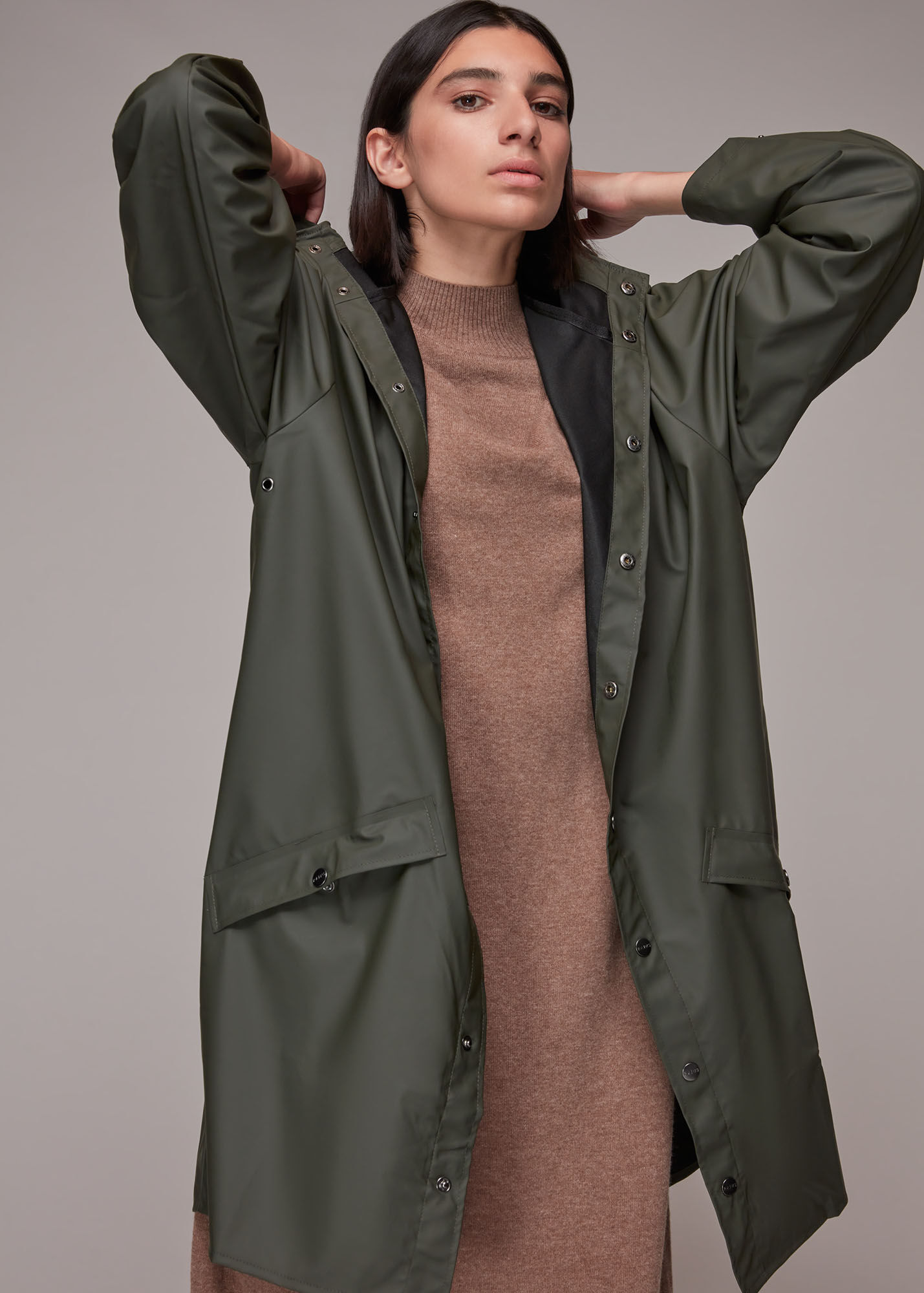 Green Rains Long Jacket | WHISTLES