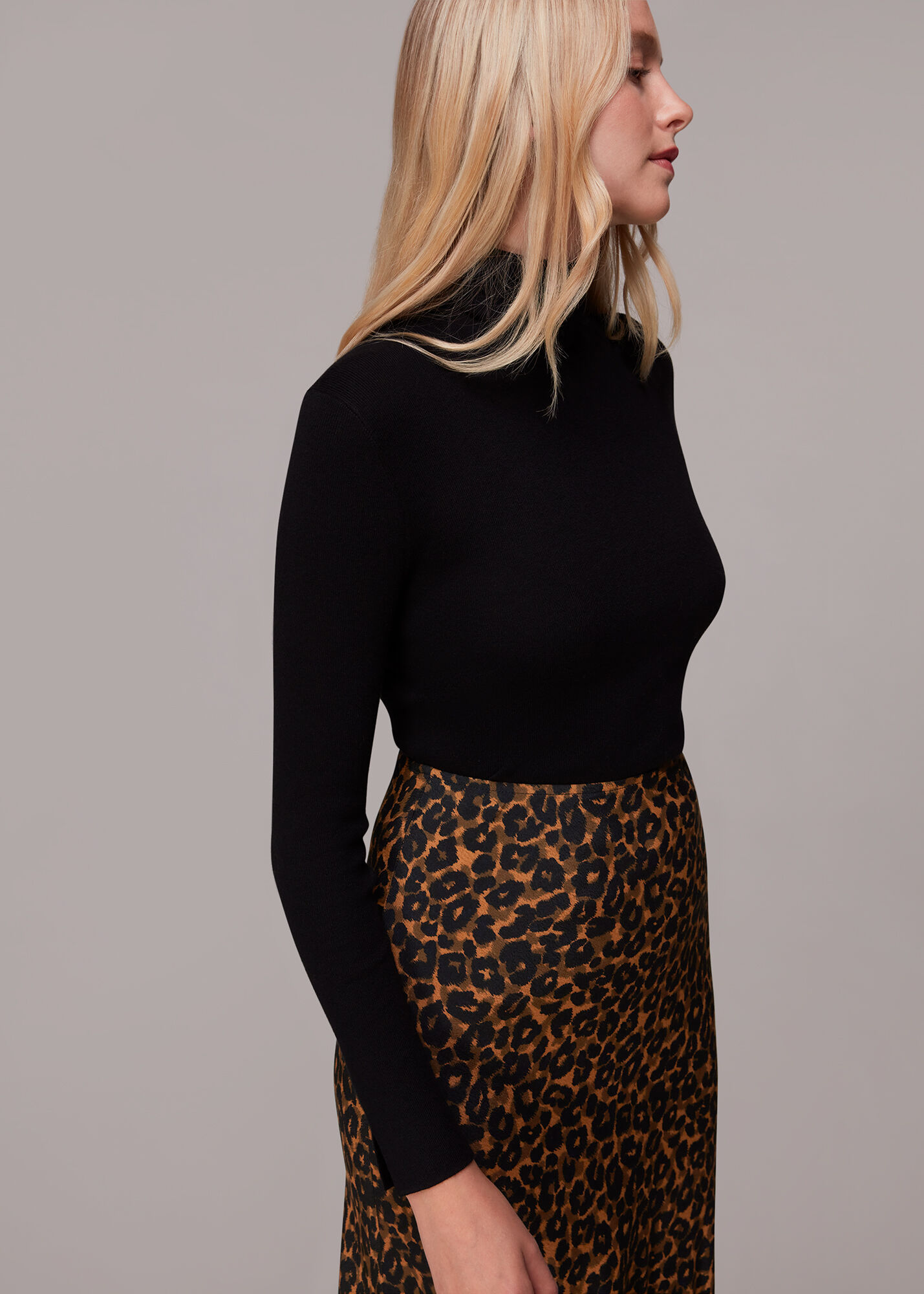 Leopard Print Classic Leopard Bias Cut Skirt | WHISTLES | Whistles UK