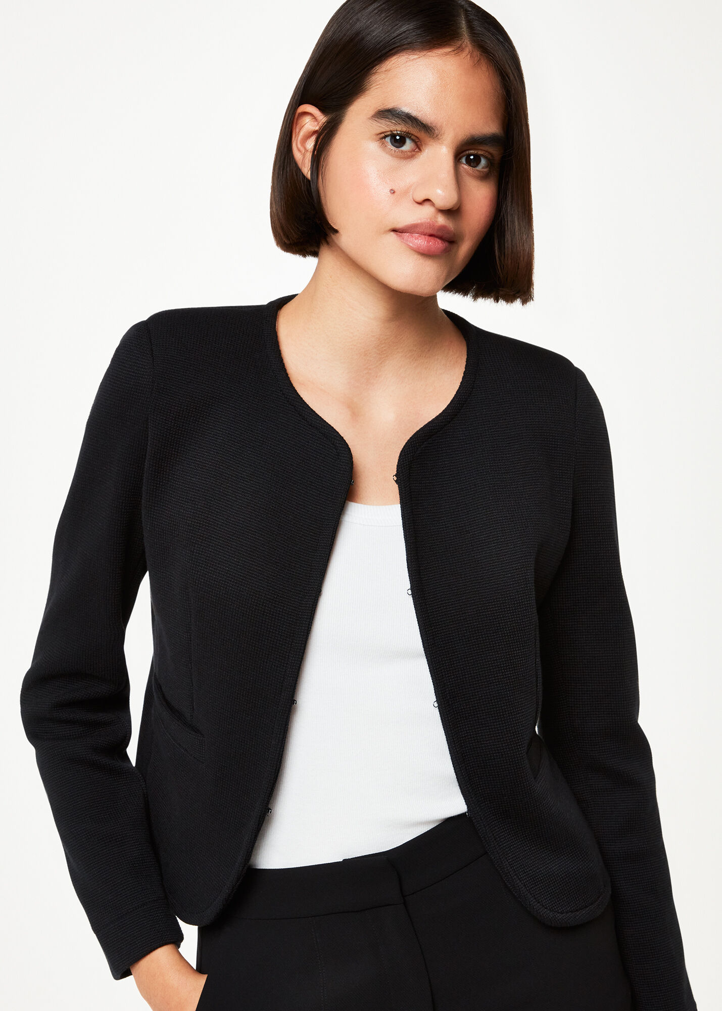 Women's Black Collarless Tailored Jacket | Whistles UK