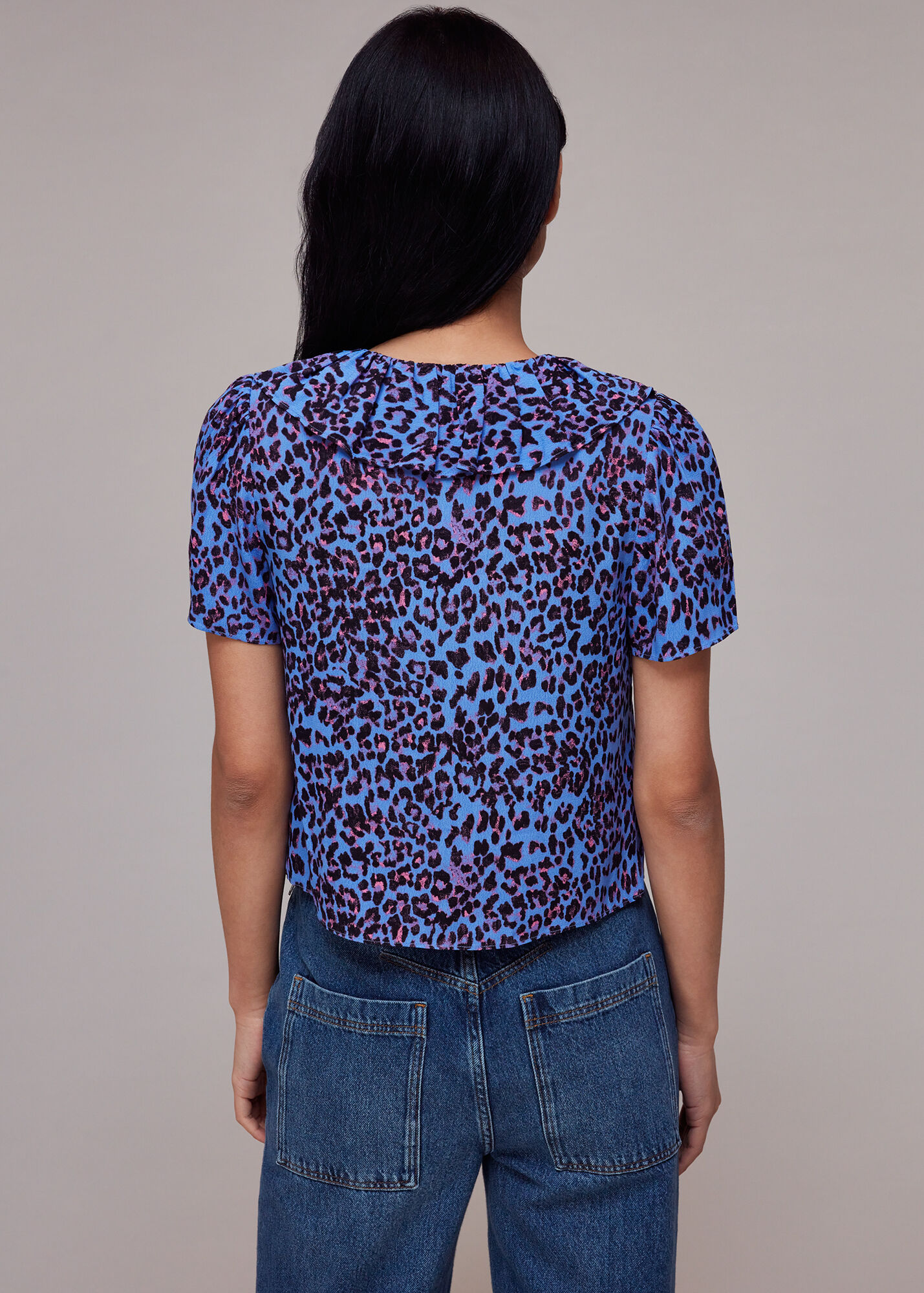 Purple/Multi Cheetah Print Blouse | WHISTLES | Whistles UK