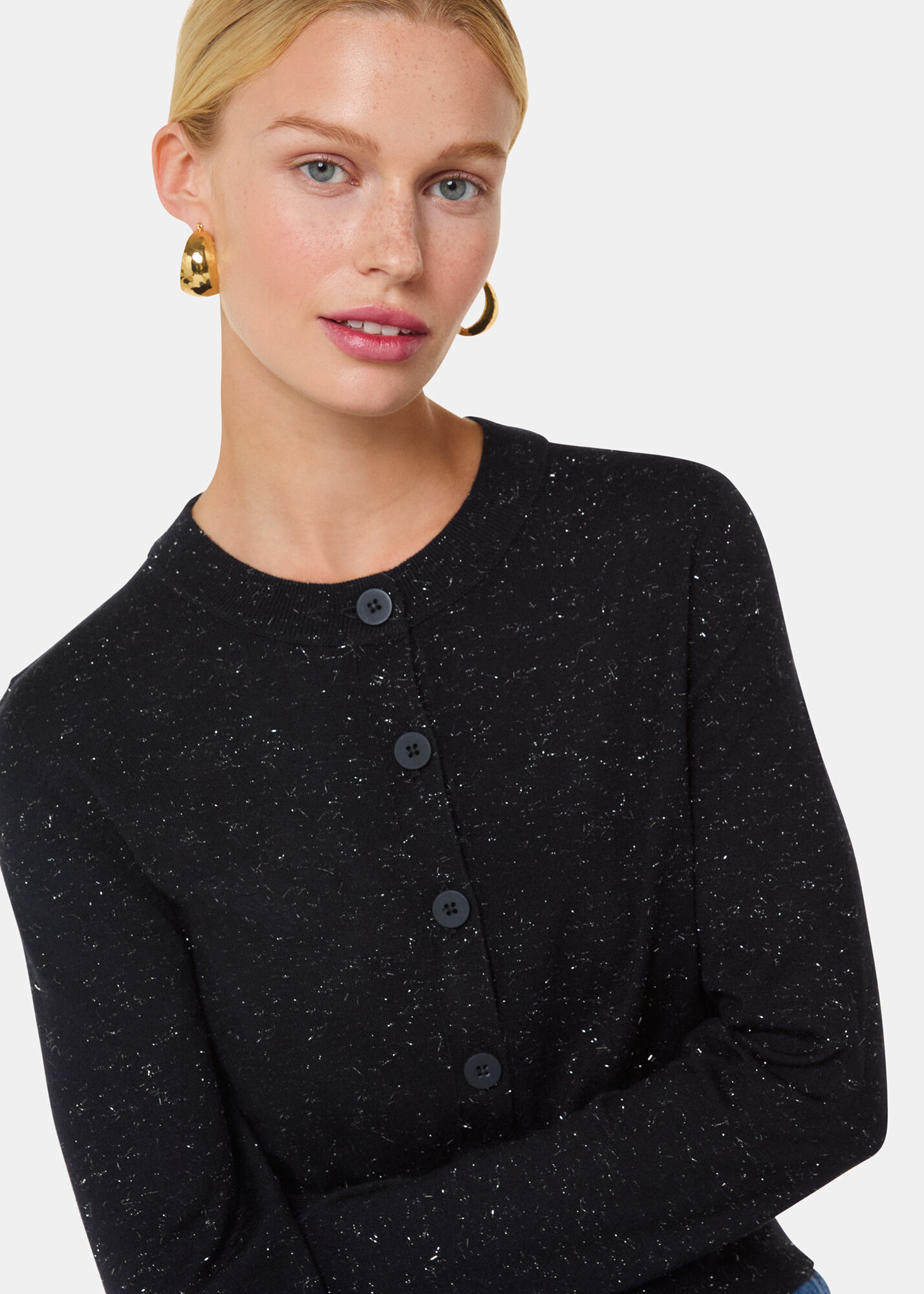 Black Annie Sparkle Cardigan | WHISTLES | Whistles UK