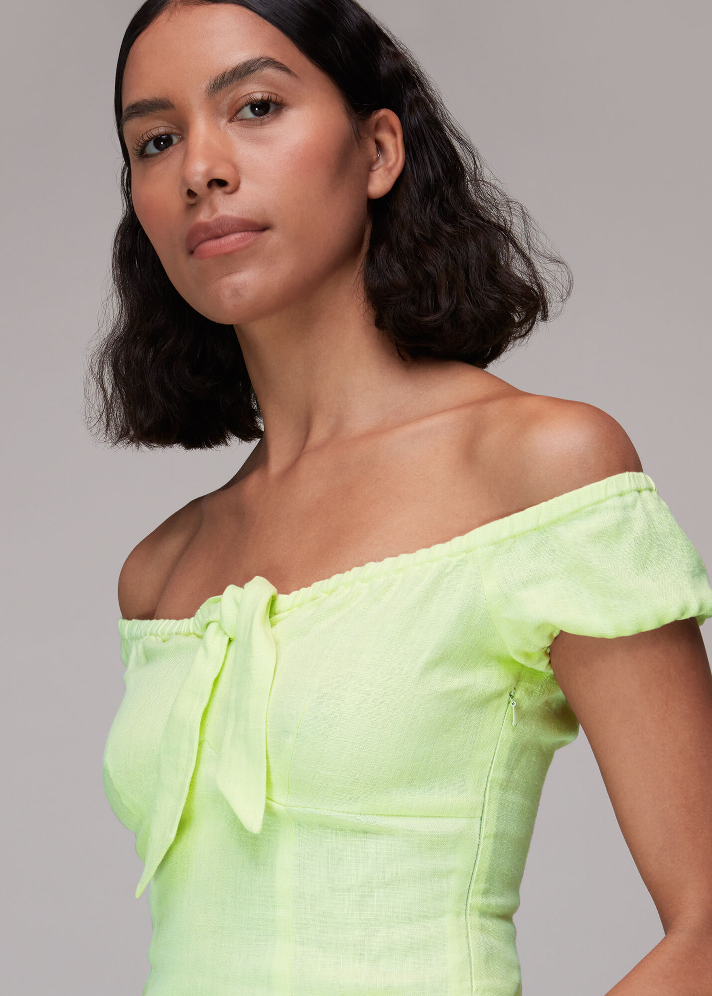 Lime Off Shoulder Tie Front Top | WHISTLES