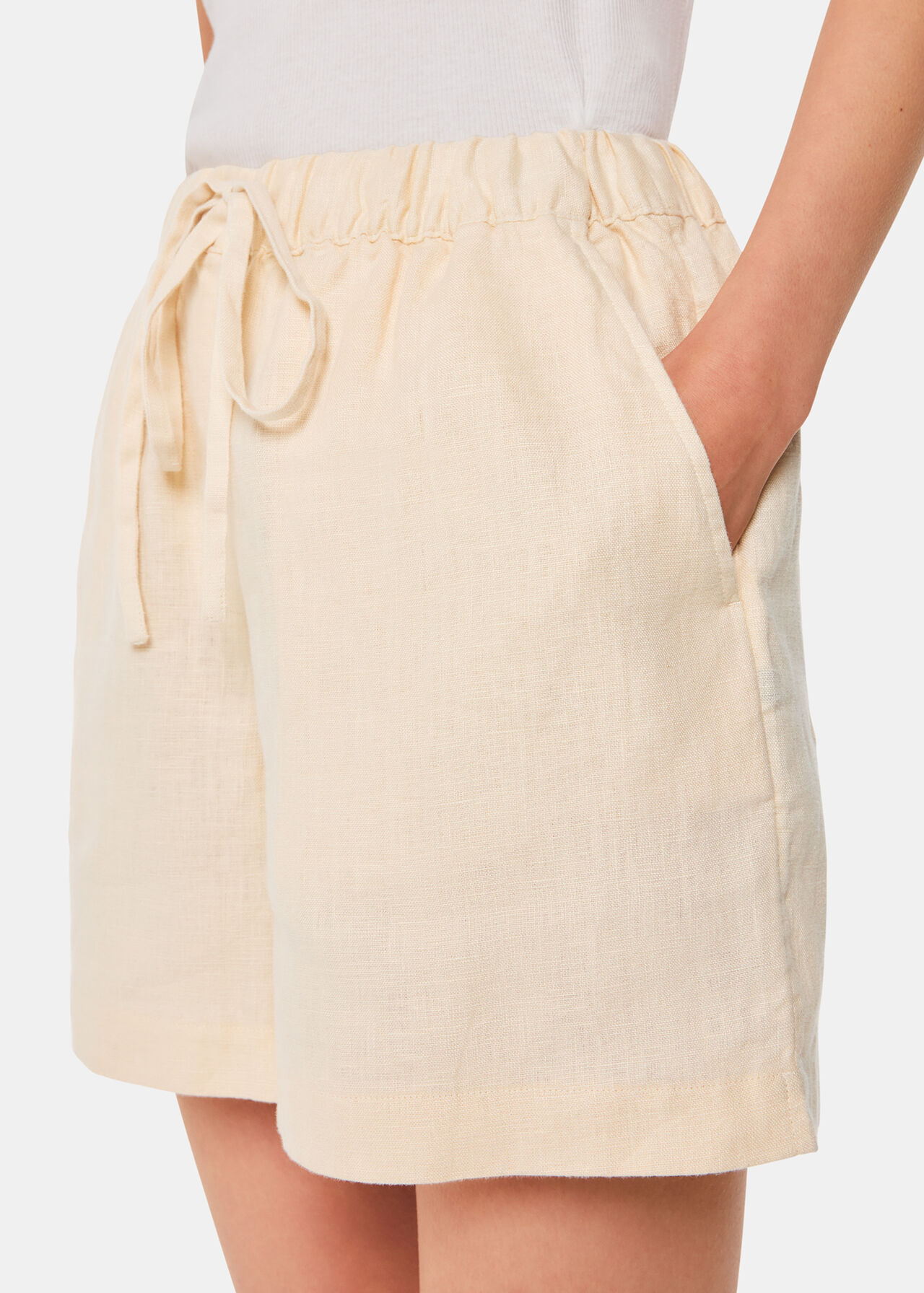 Ivory Linen Elasticated Short | WHISTLES | Whistles UK