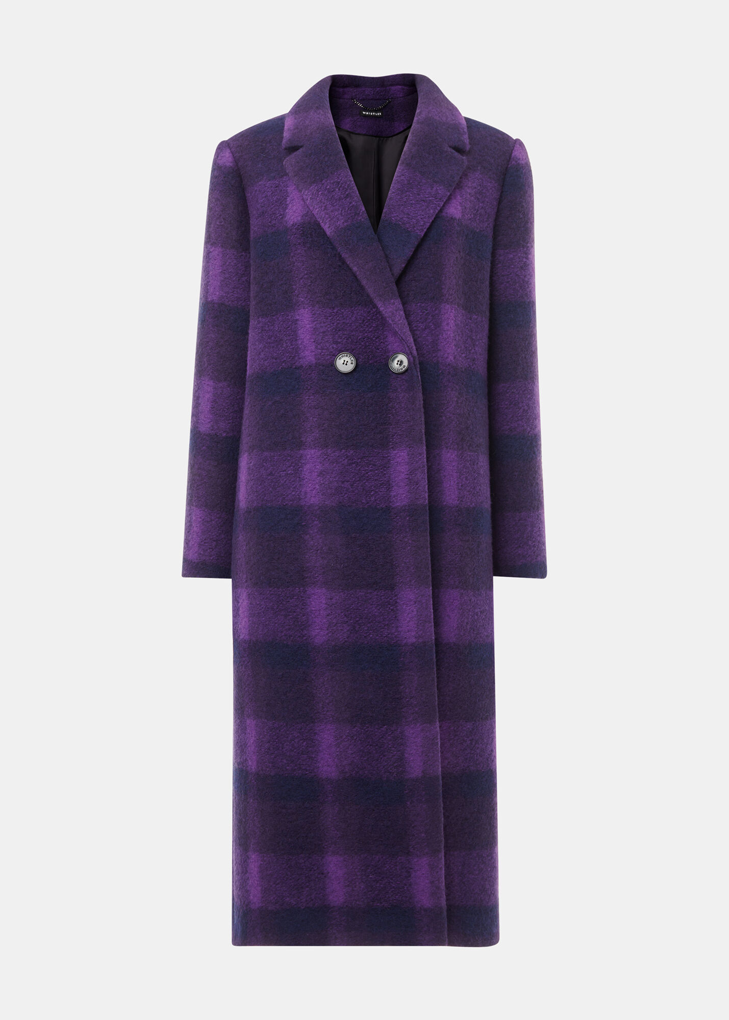 Purple Camila Wool Check Coat | WHISTLES | Whistles UK